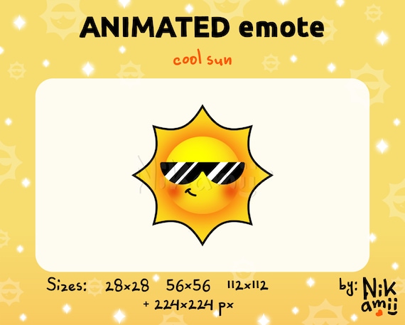 Cool Sun ANIMATED Emote / Twitch / Discord / Streamer / - Etsy
