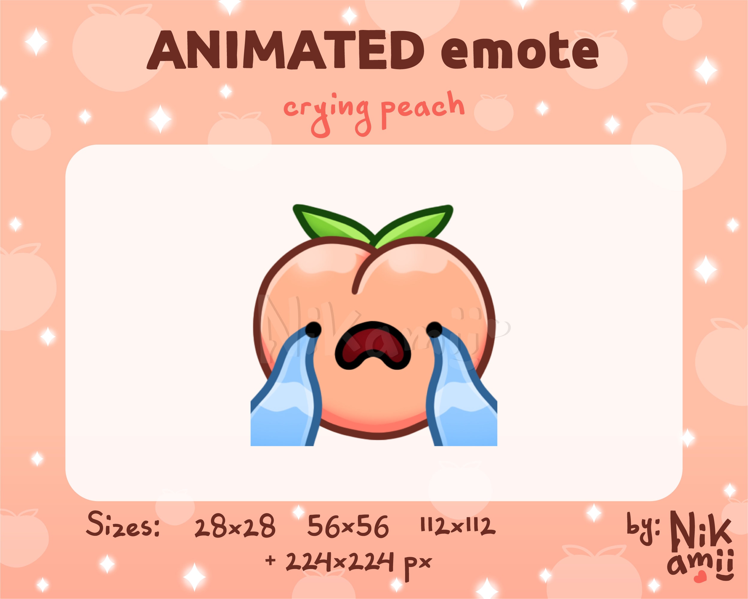 Crying Peach - ANIMATED Emote for Twitch, Discord, Kick / Cute Sad ...