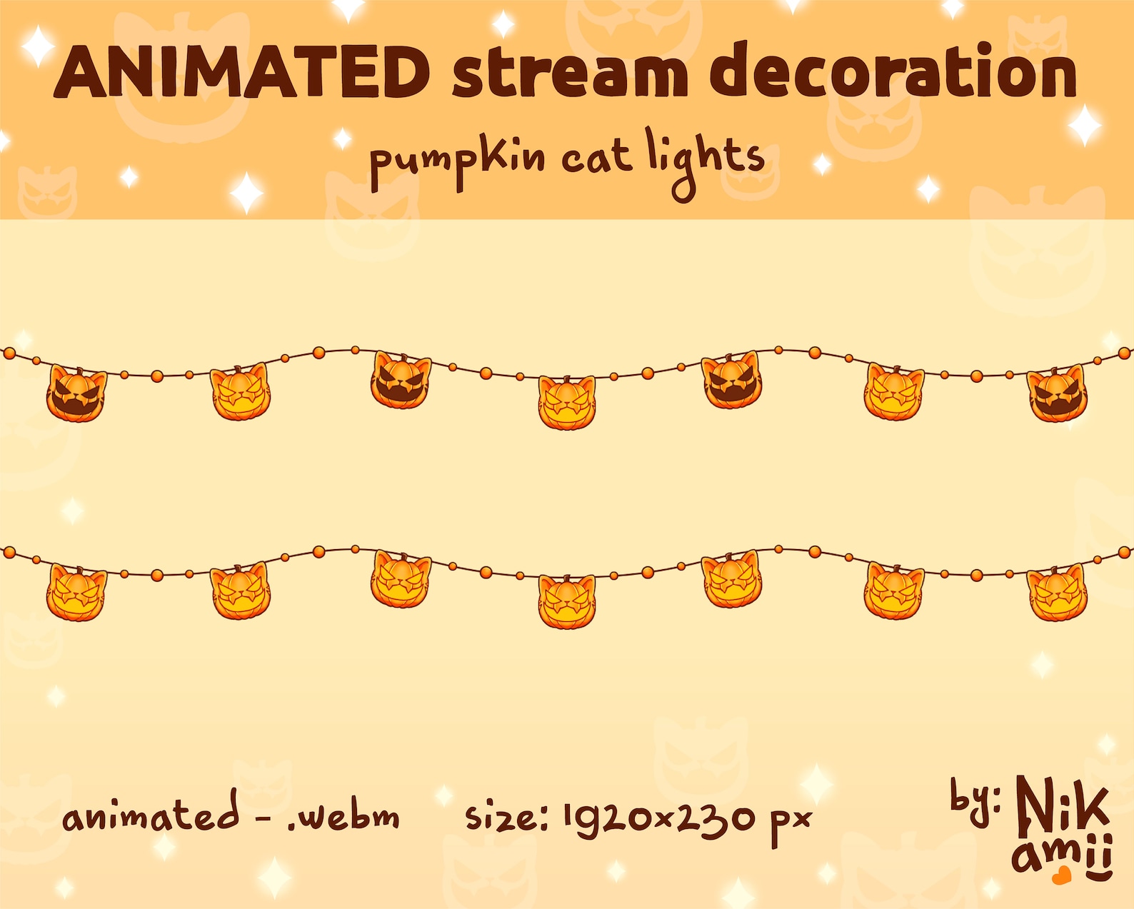 ANIMATED Stream Decoration - Pumpkin Cat Lights / Cute Stream Decor for ...