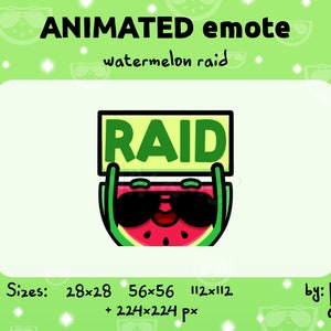 Watermelon RAID - ANIMATED Emote for Twitch, Discord / Stream / Cute ...