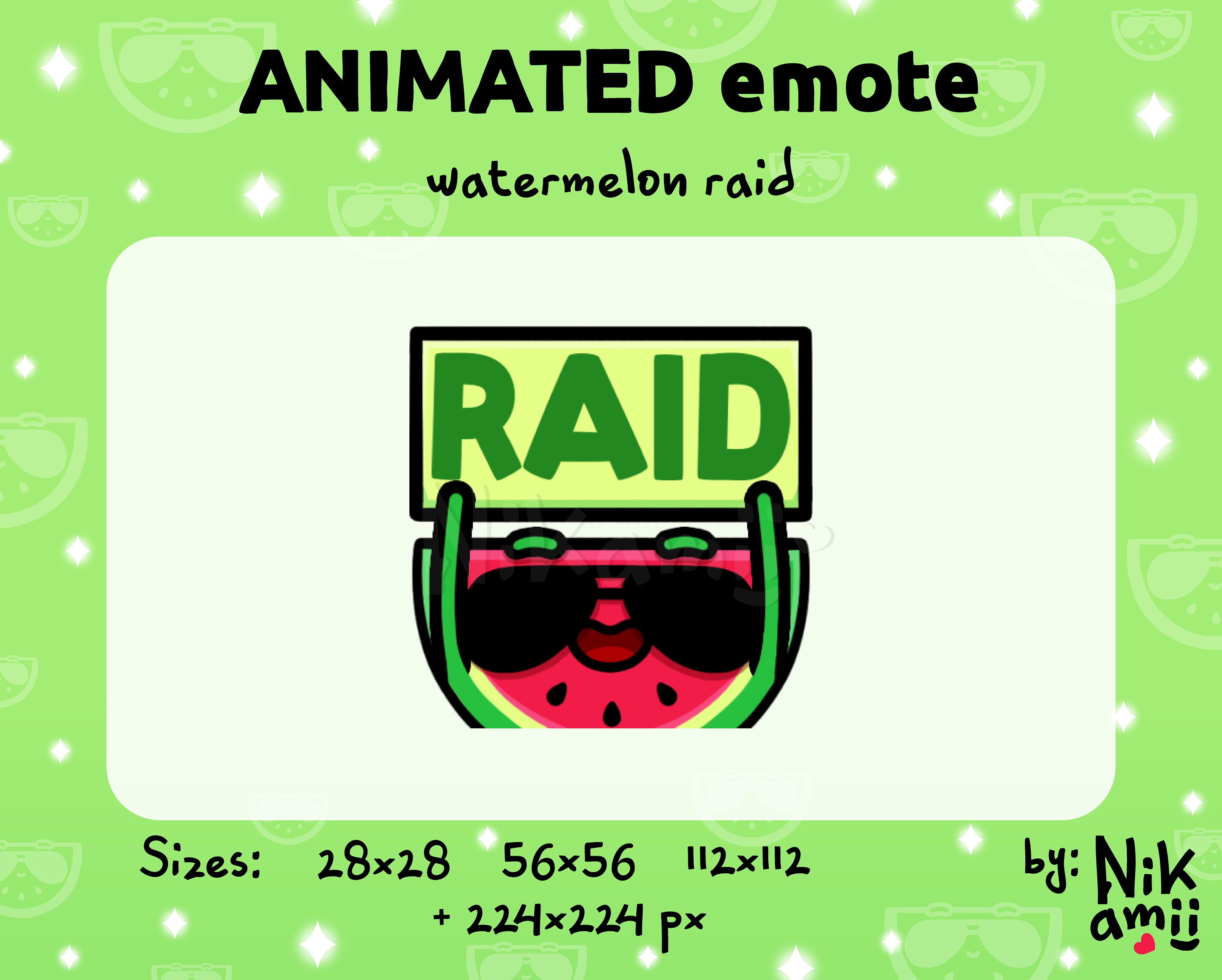 Watermelon RAID ANIMATED Emote for Twitch, Discord / Stream / Cute and ...
