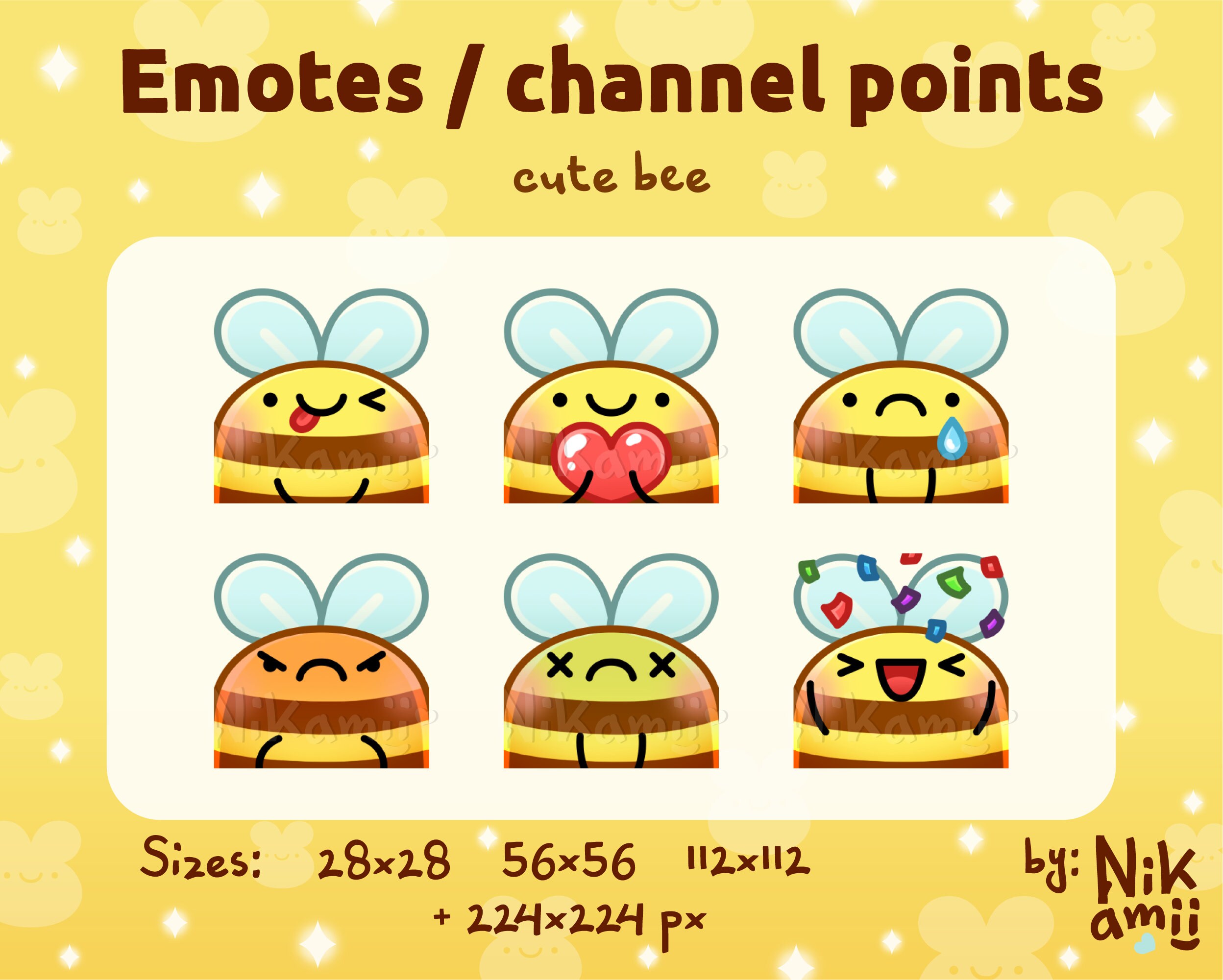 Cute Bee - Emotes / Channel Points / for Twitch, Kick, Discord ...