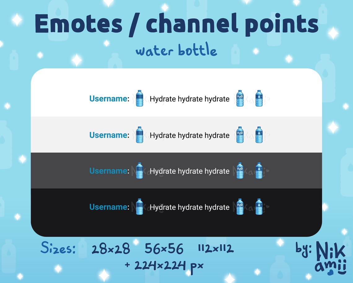 Hydrate / Water Bottle Emote / Channel Point / for Twitch, Discord ...