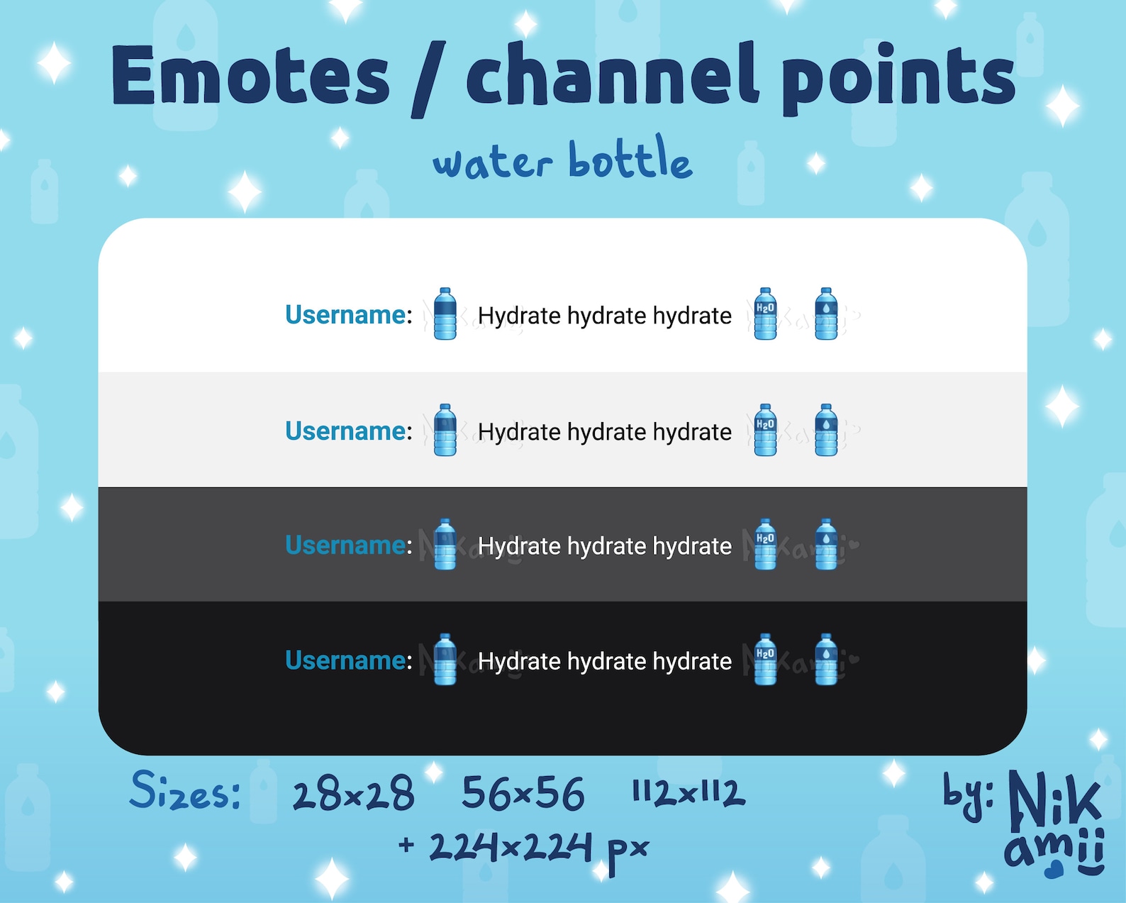 Hydrate / Water Bottle Emote / Channel Point / for Twitch, Discord ...