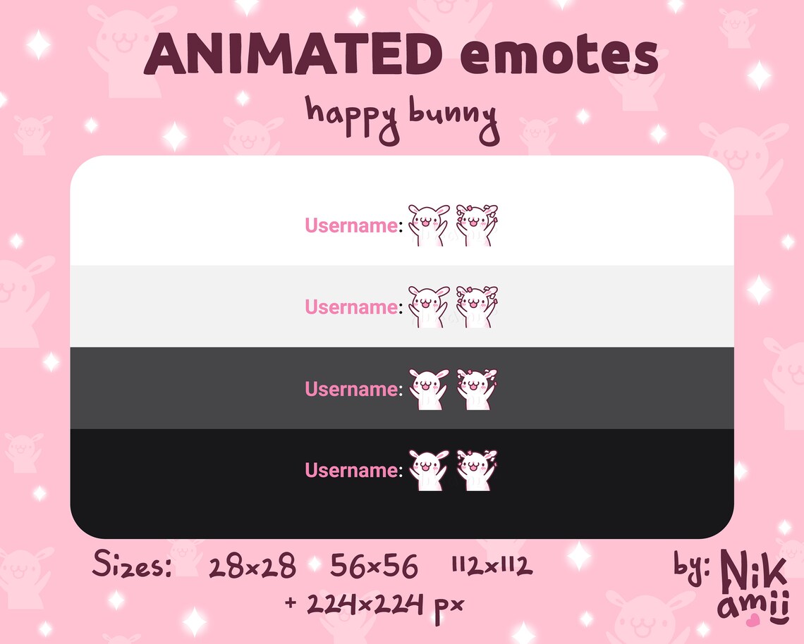 Happy Bunny - ANIMATED Emote / Cute White Jumping Bunny Twitch, Kick ...
