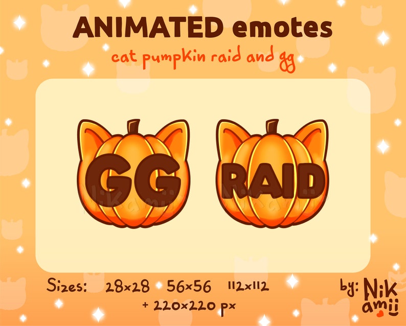 Cat Pumpkin GG and RAID - ANIMATED Emote / Halloween / Stream / for ...