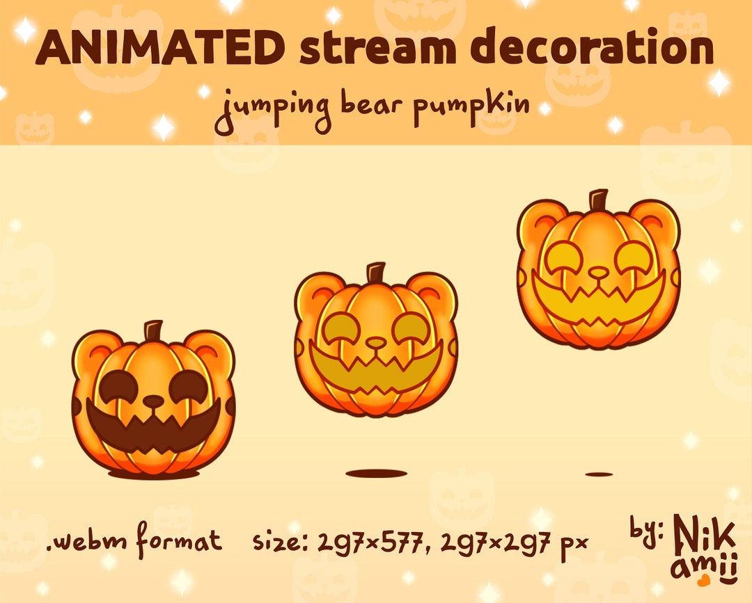 ANIMATED Stream Decoration - Pumpkin Bear / Cute Stream Decor for ...
