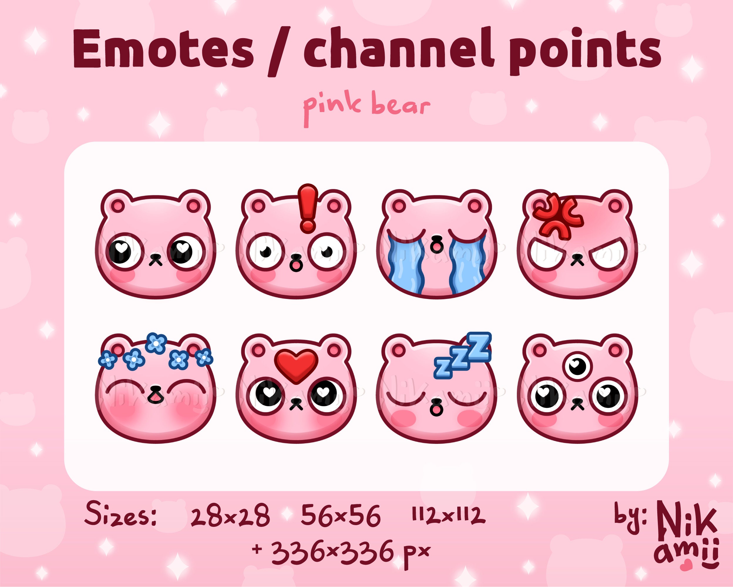 Oso rosa Emotes / Puntos de canal / Set / Kawaii / Streamer - Etsy España