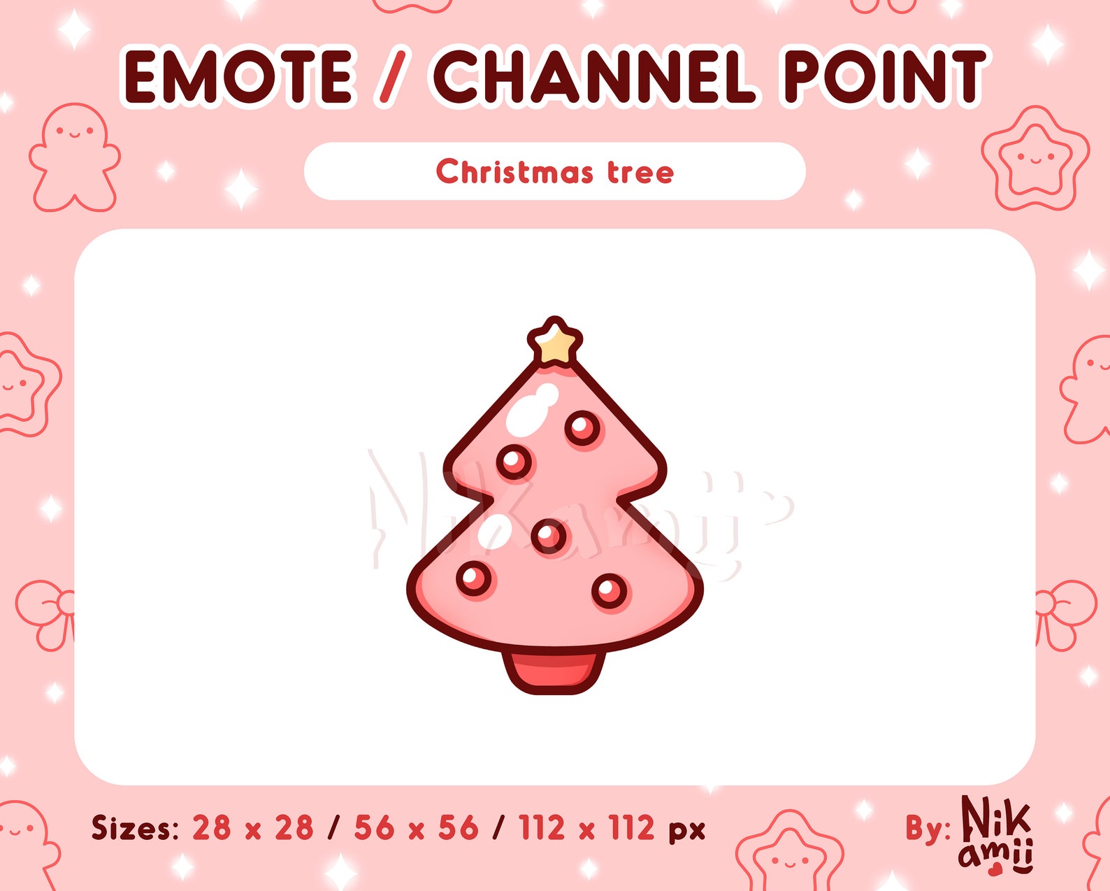 Pink Christmas Tree Channel Point or Emote / Cute Winter Channel Points ...