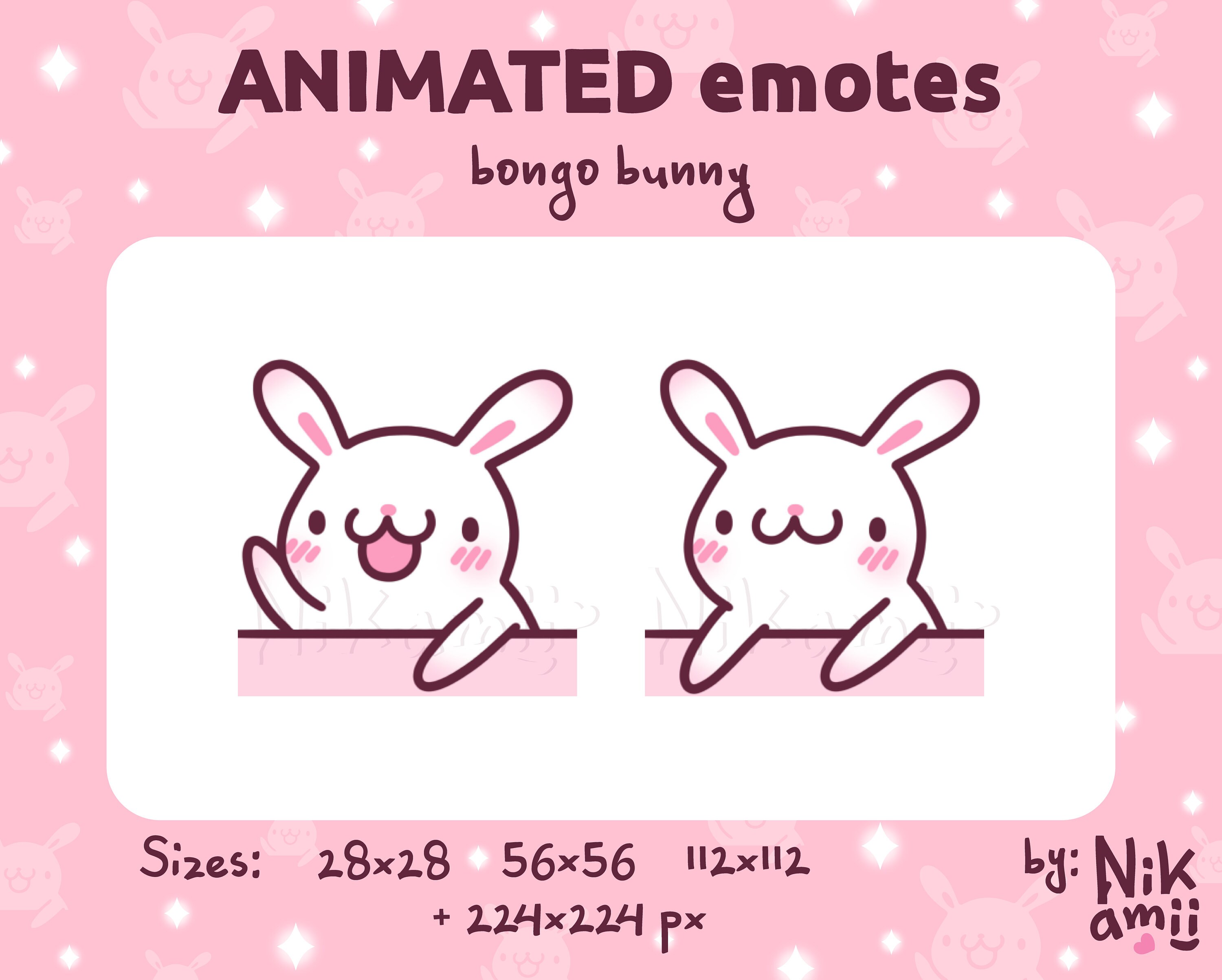 Bongo Bunny - ANIMATED Emote / Cute Excited White, Pink Bunny Rabbit ...