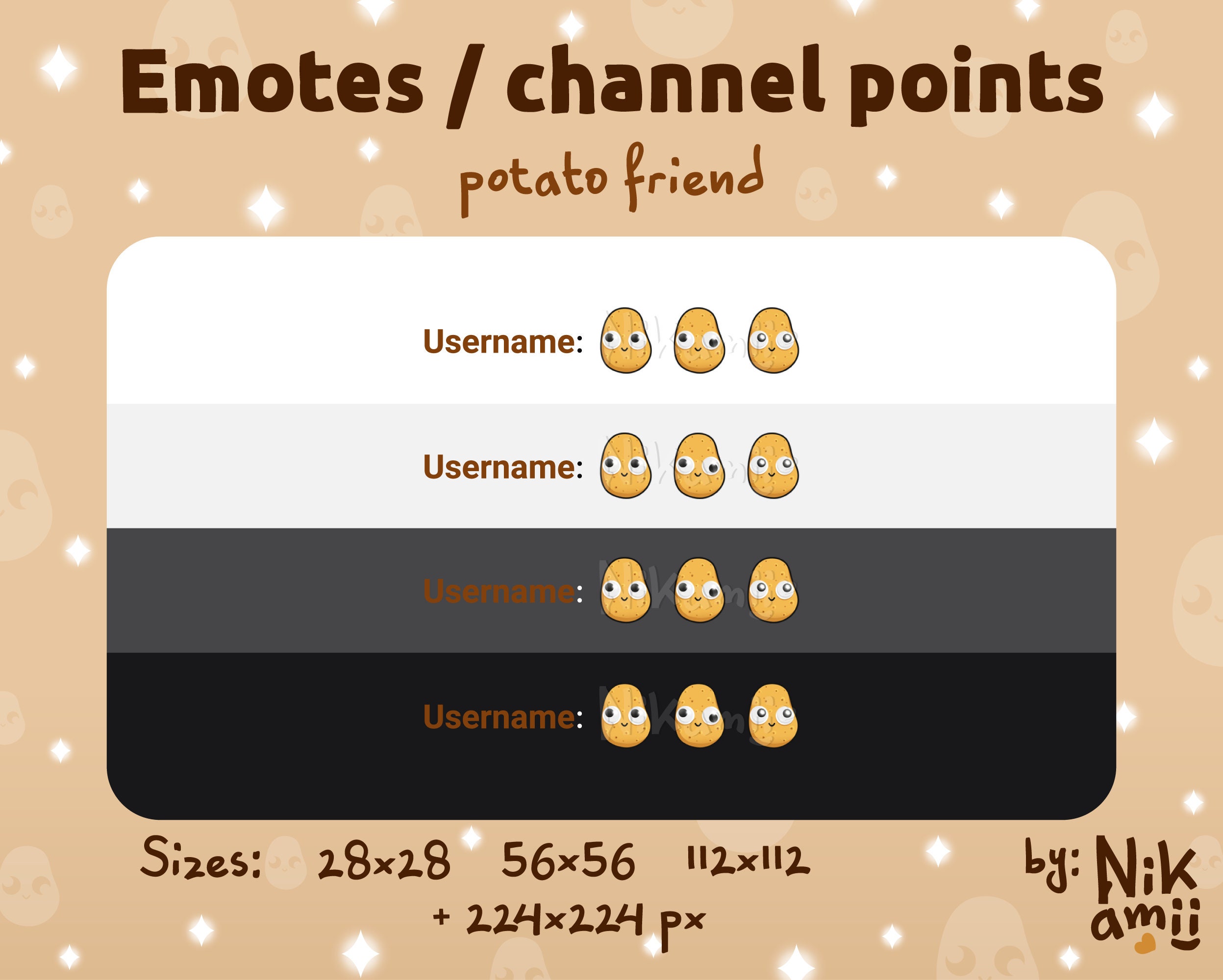 Potato Friend - Emotes / Channel Points / for Twitch, Kick, Discord ...