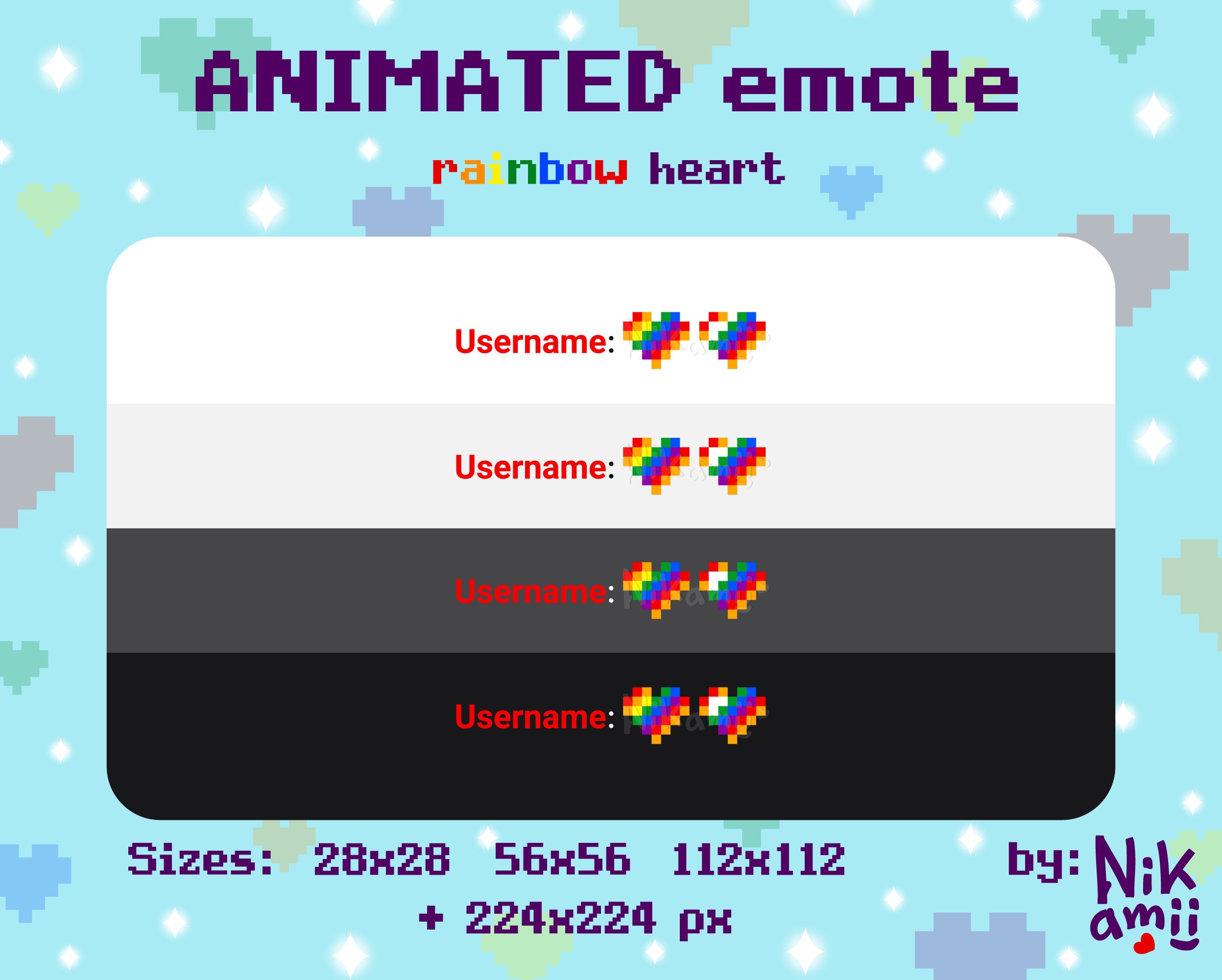 Rainbow Heart - ANIMATED Emote / Pride / LGBT / Love / Pixel Art / for ...