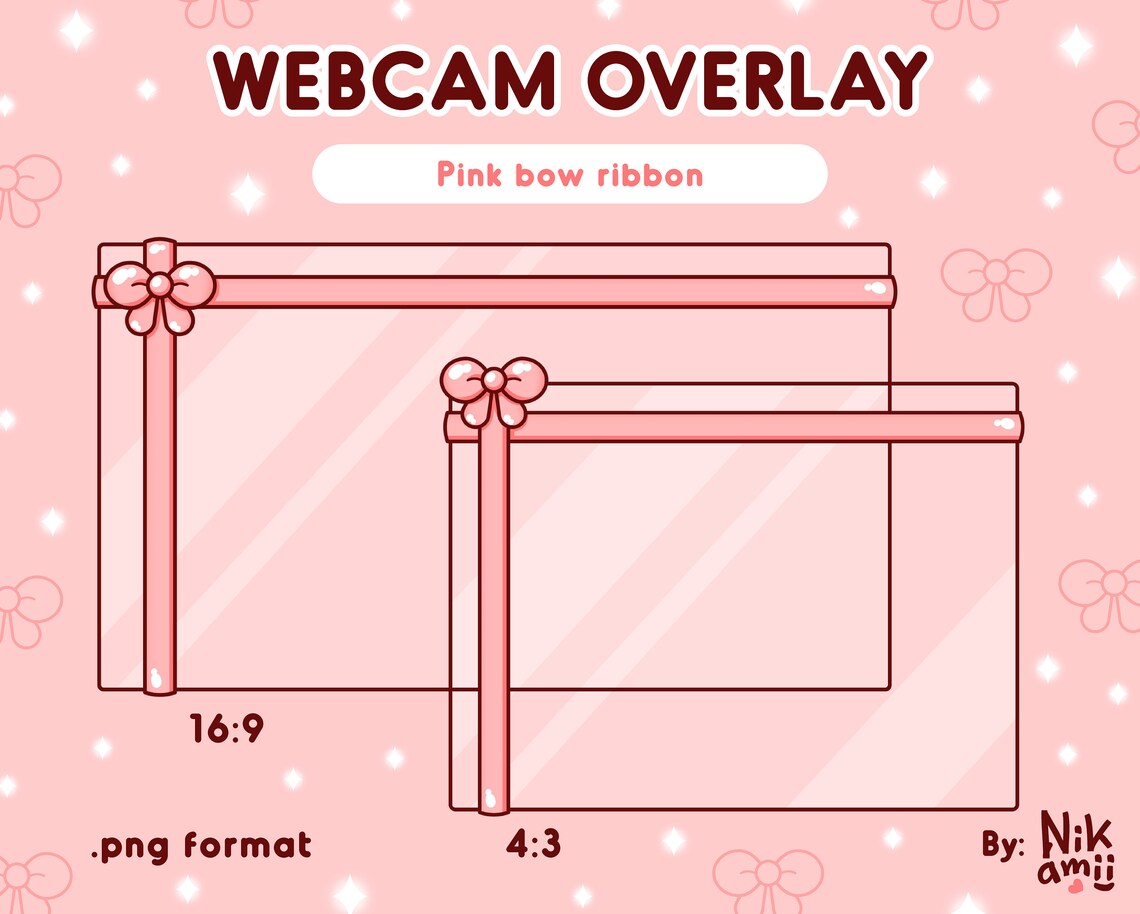 Webcam Overlay - Pink Bow Ribbon / Cute Pink Static Png Webcam Border ...