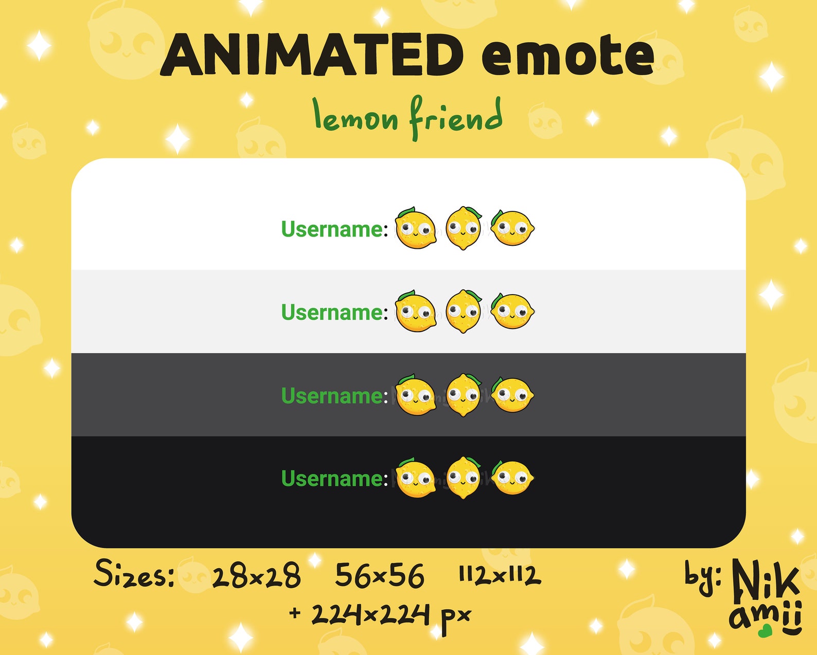Lemon Friend - ANIMATED Emote / Cute Lemon With Googly Eyes / for ...