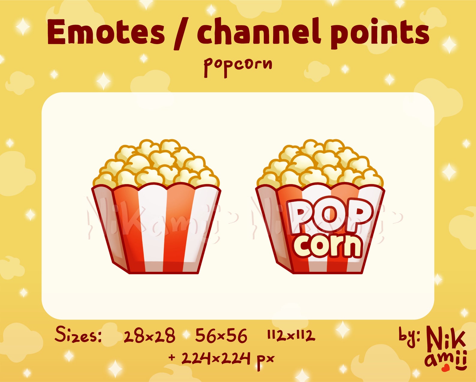 Popcorn - Emotes / Channel Points / Static Movie Food, Snack Emote ...