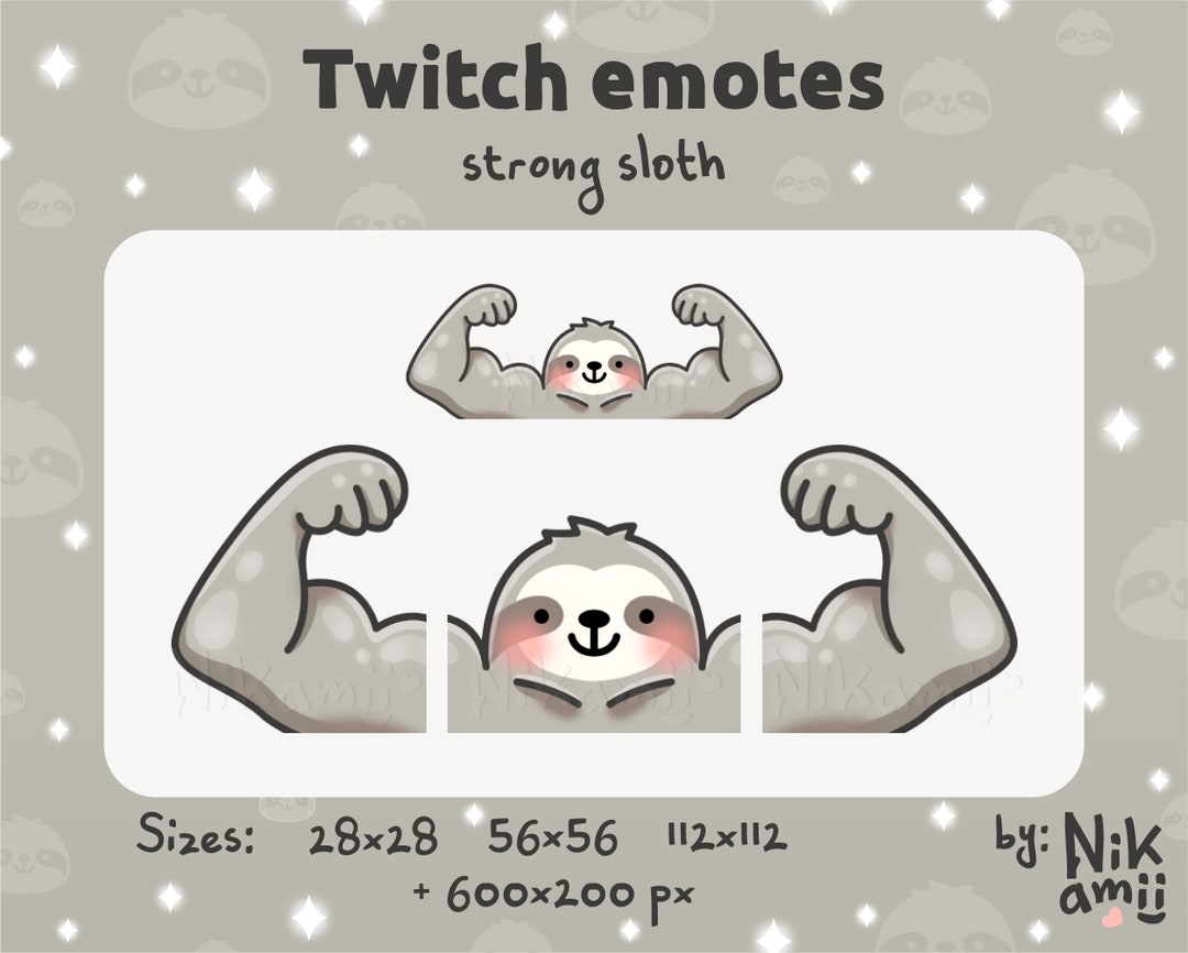 Strong Sloth - Emotes / Funny / Streamer / Stream / for Twitch, Kick ...