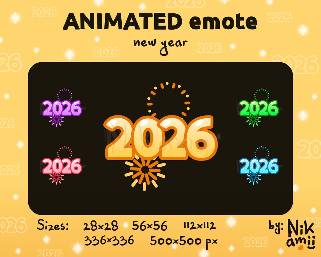 New Year 2026 - ANIMATED Emote / New Year Celebration Emote for Twitch ...