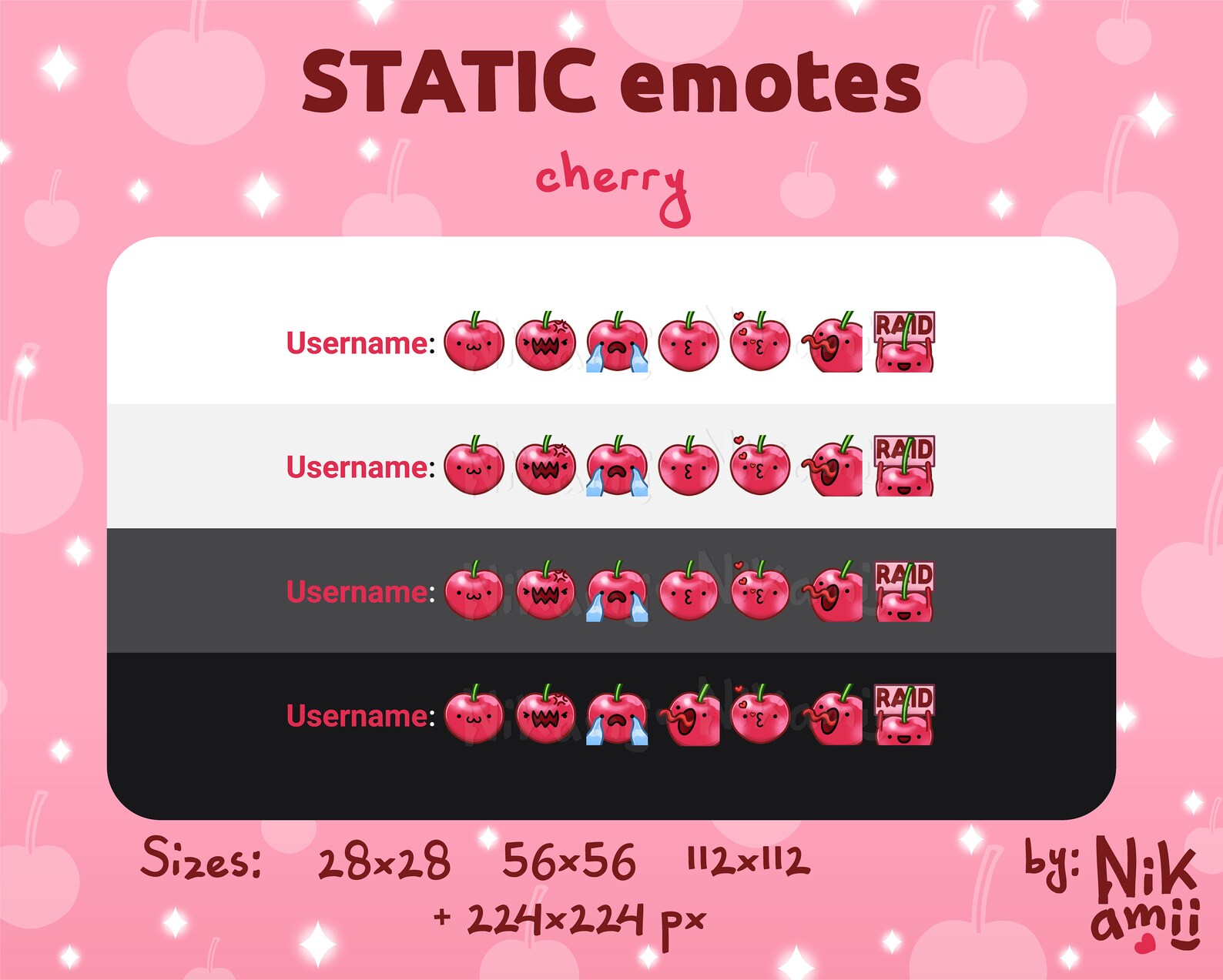 Cherry - STATIC Emotes / for Twitch, Discord, Kick / Weird and Funny ...