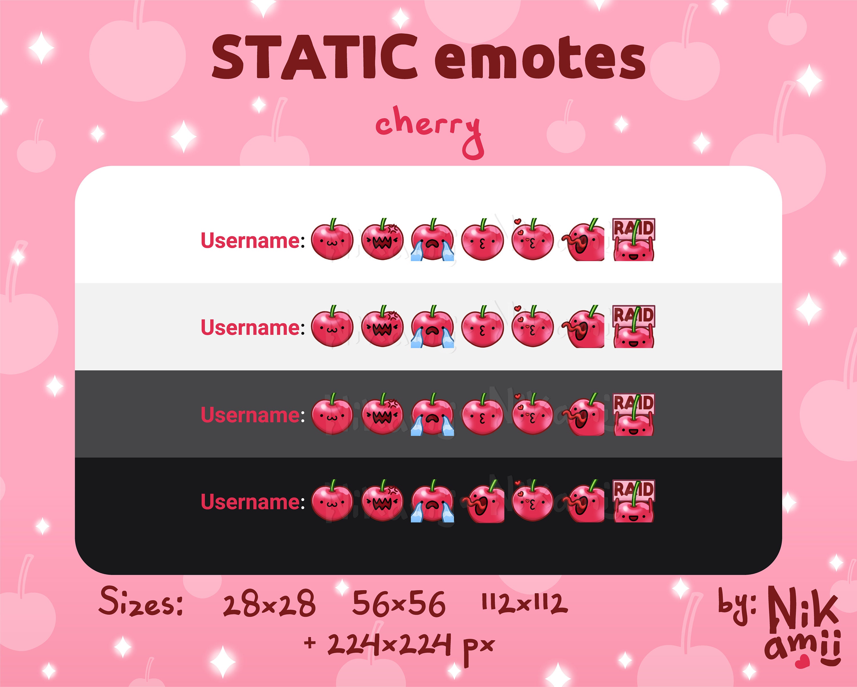 Cherry - STATIC Emotes / for Twitch, Discord, Kick / Weird and Funny ...