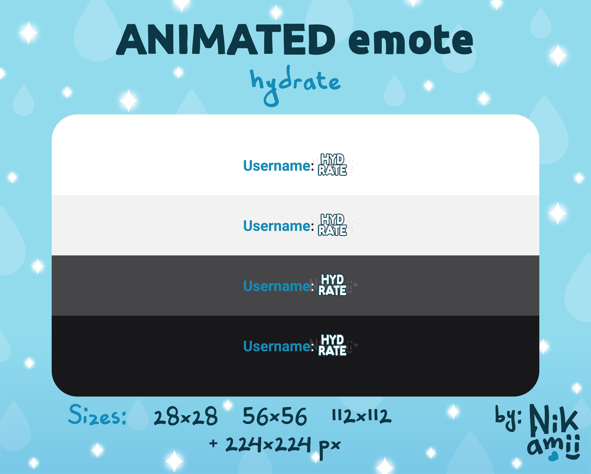 Hydrate - ANIMATED Emote / Text Emote / for Twitch, Discord, Kick ...