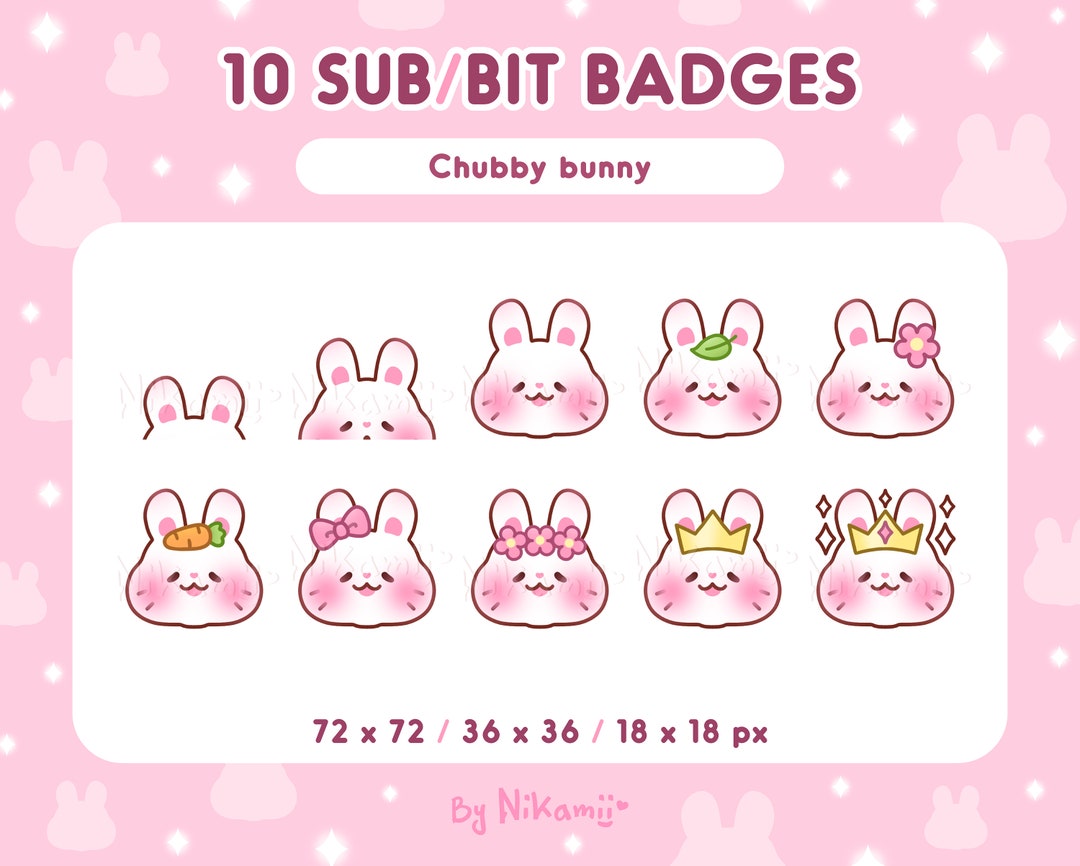 Twitch Bunny Sub Badges / Cute Cheer Bit Badges / for Twitch, Discord ...