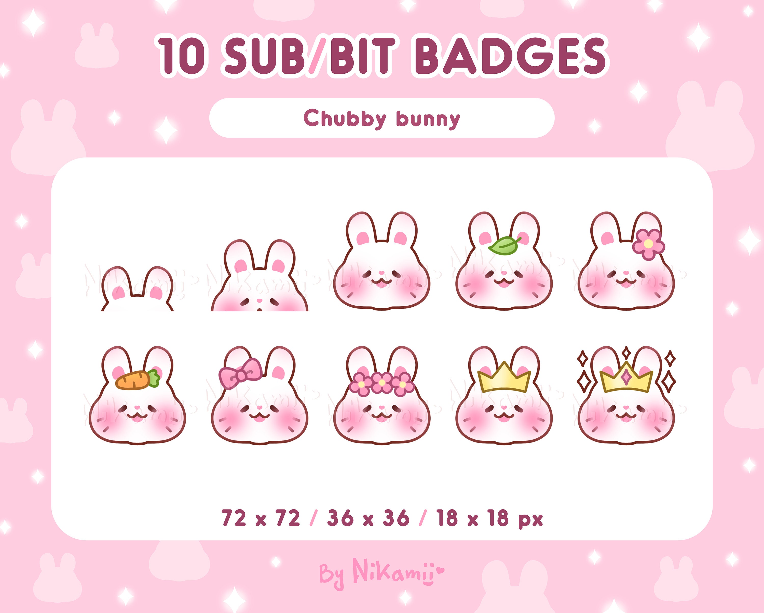 Twitch Bunny Sub Badges / Cute Cheer Bit Badges / for Twitch, Discord ...