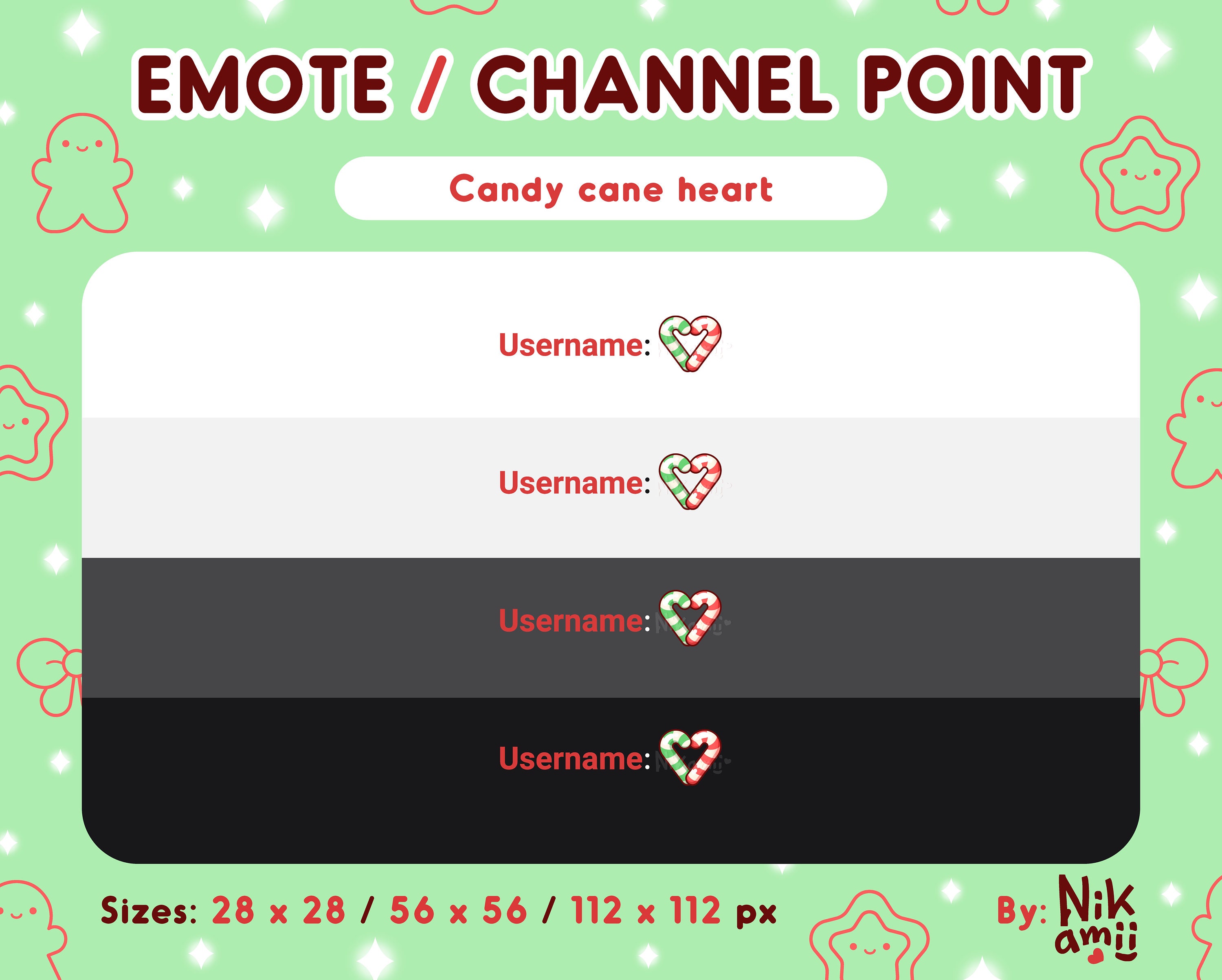 Candy Cane Heart - Channel Point / Emote / Cute Christmas, Winter ...
