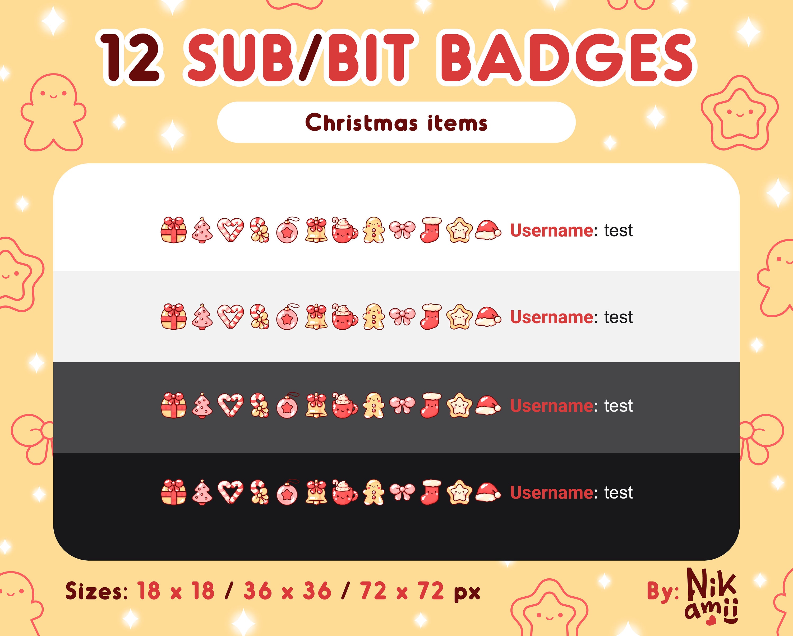 12 Christmas Sub Badges / Cheer Bit Badges / for Twitch, Discord Roles ...