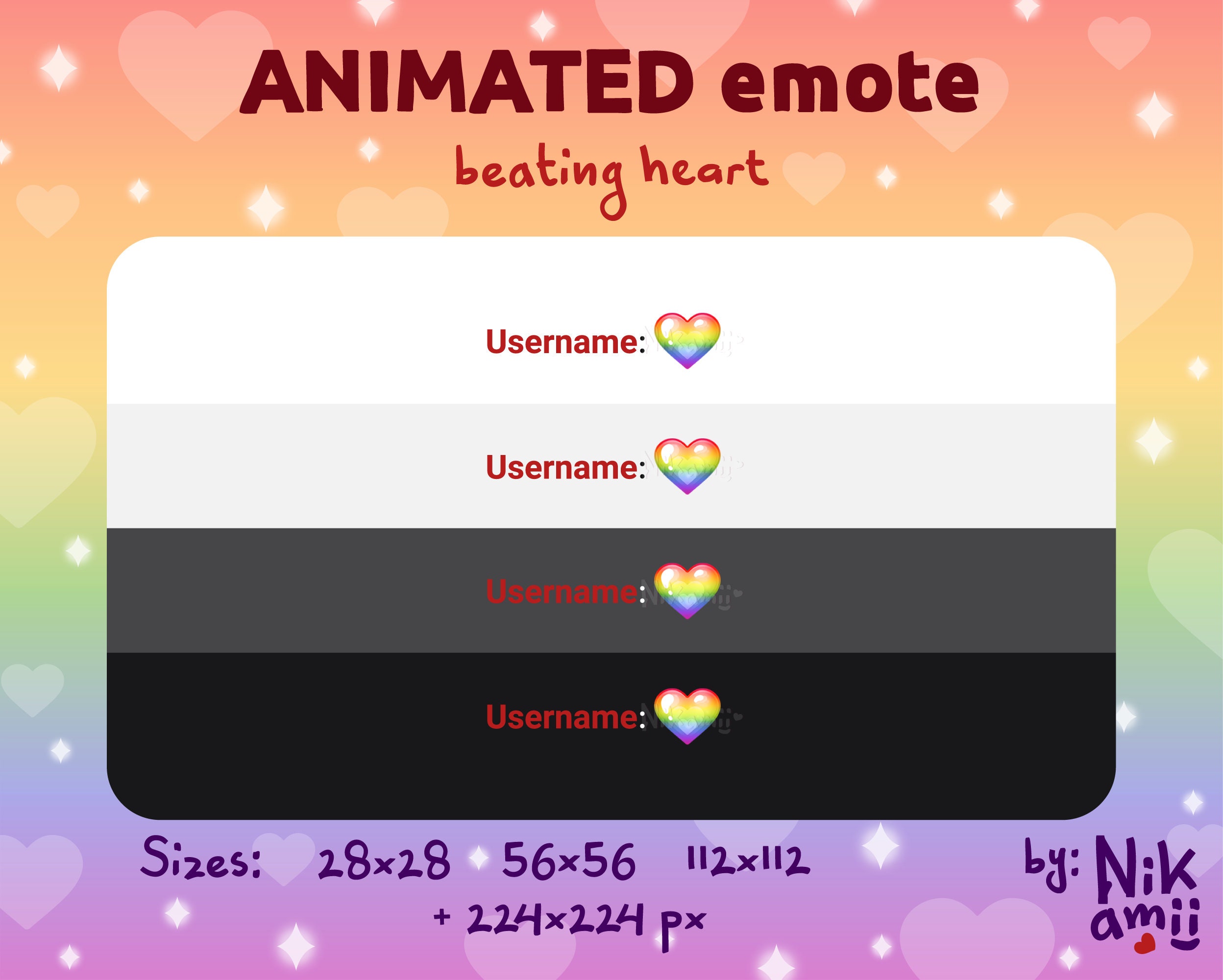 Rainbow Beating Heart ANIMATED Emote / for Twitch, Kick, Discord ...