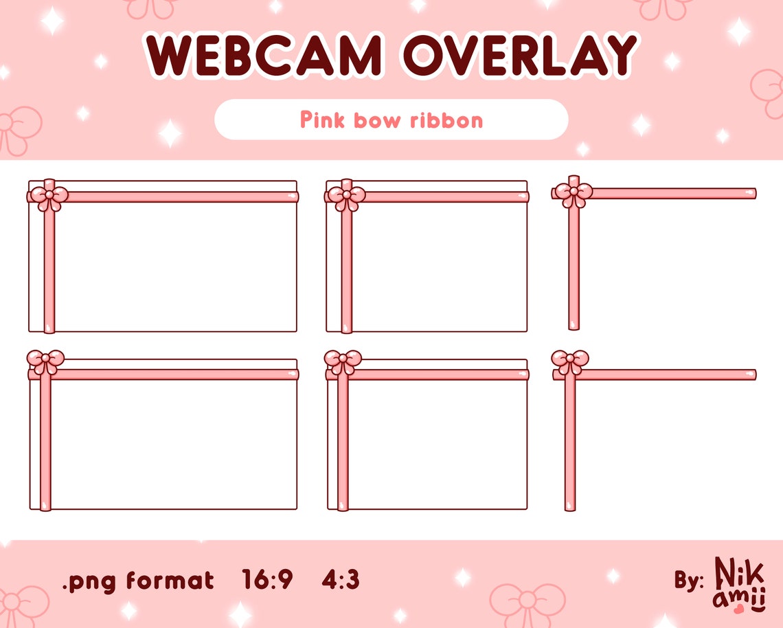 Webcam Overlay - Pink Bow Ribbon / Cute Pink Static Png Webcam Border ...