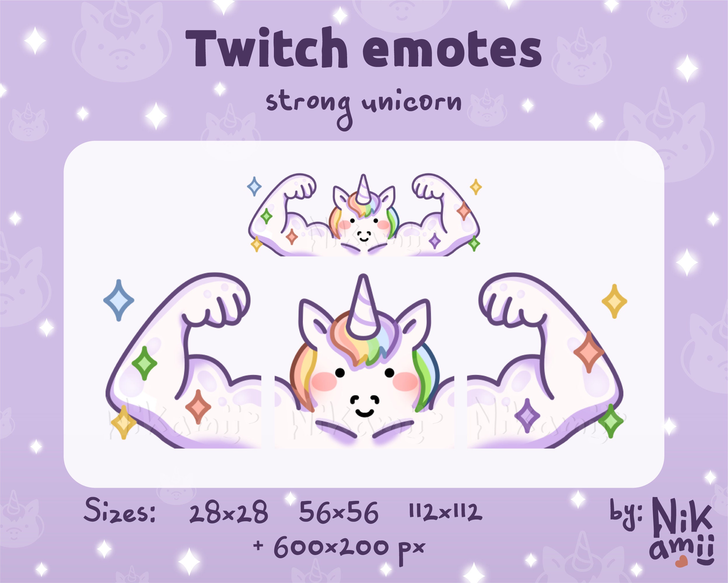Strong Unicorn - Emotes / Funny / Streamer / Stream / for Twitch, Kick ...