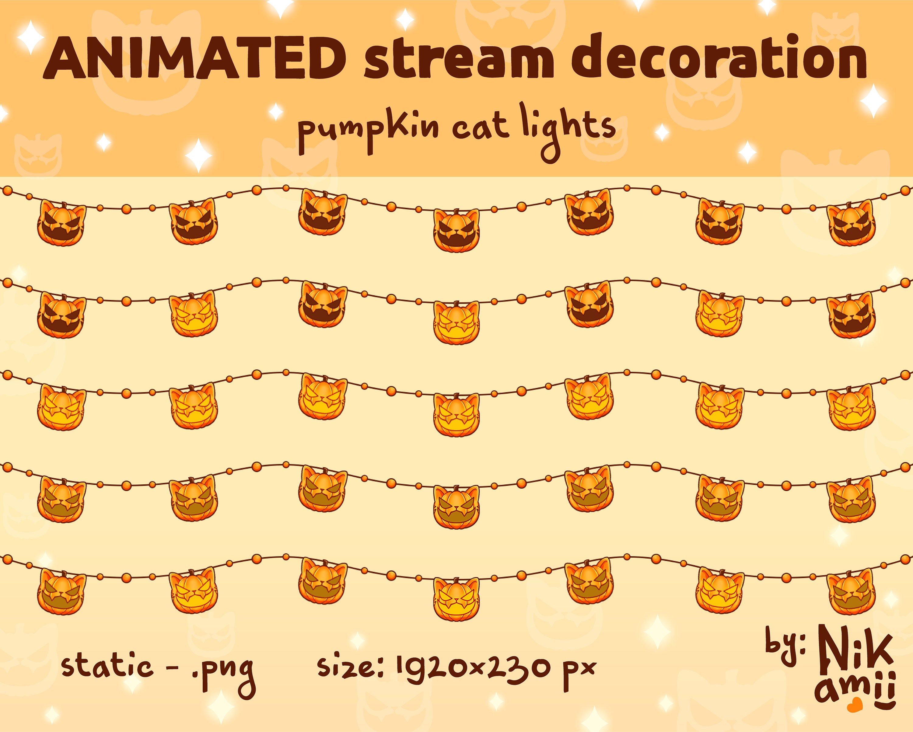 ANIMATED Stream Decoration - Pumpkin Cat Lights / Cute Stream Decor for ...