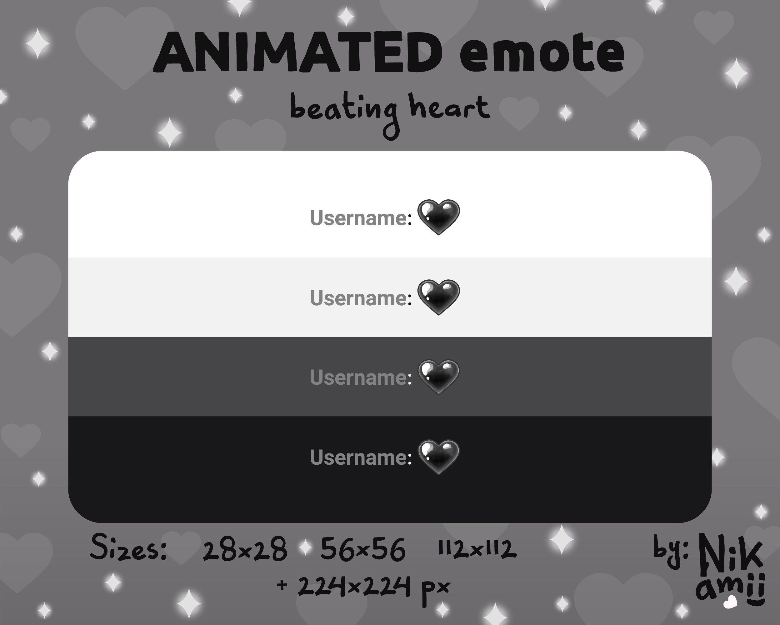 ANIMATED Emote Black Beating Heart / for Twitch, Kick, Discord / Stream ...