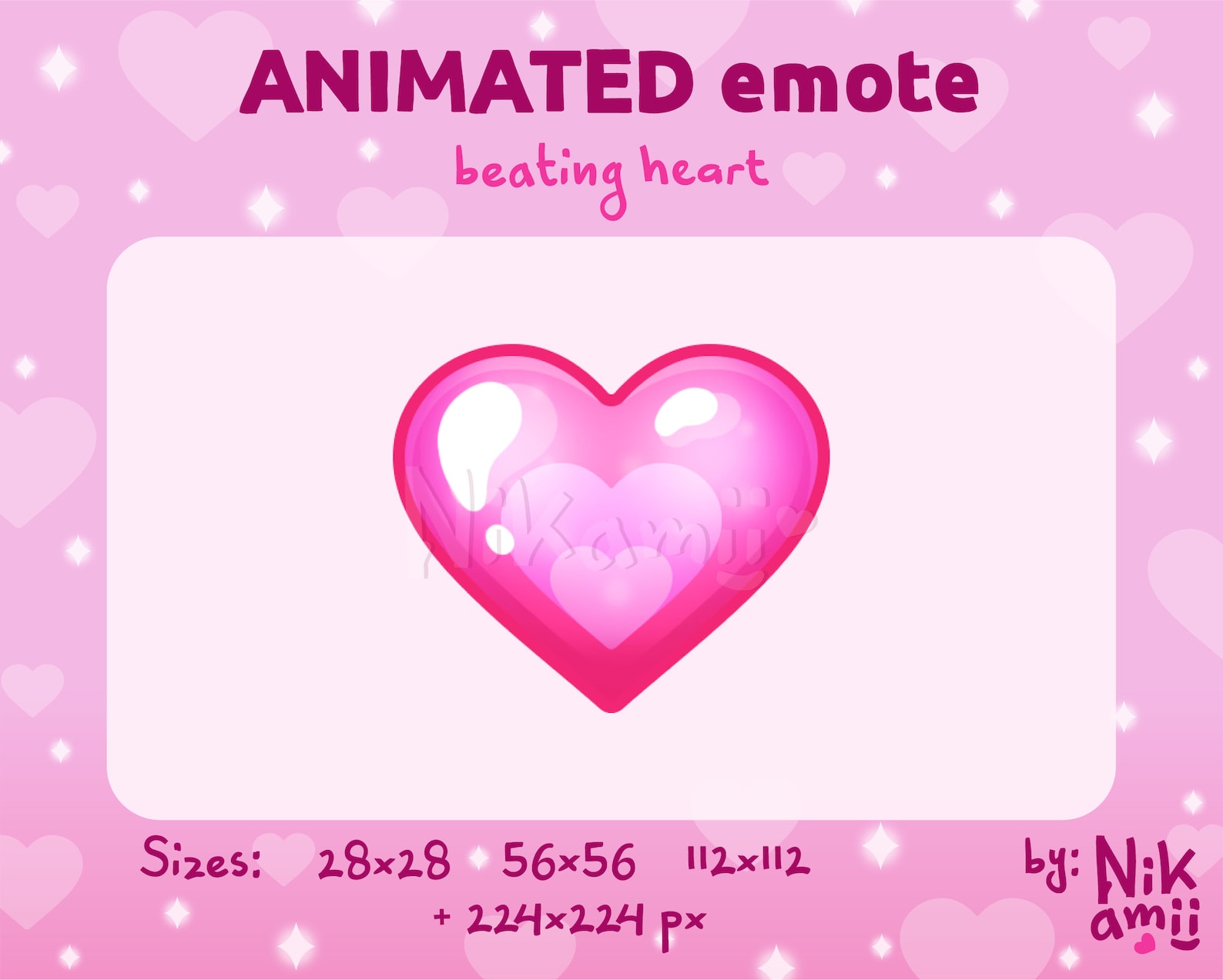 Bright Pink Beating Heart - ANIMATED Emote / for Twitch, Discord, Kick ...