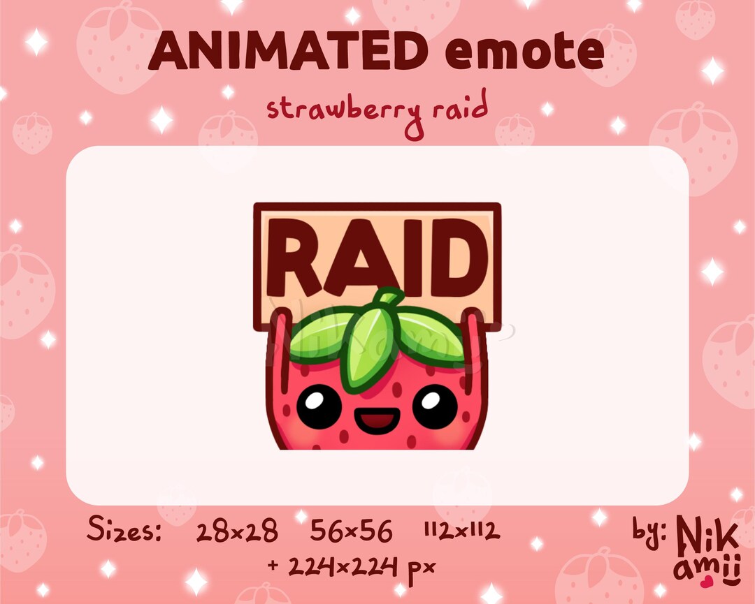 Strawberry RAID - ANIMATED Emote / Stream / Twitch / Kick / GIF / Cute ...