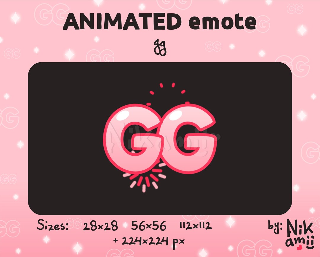 GG - ANIMATED Emote / for Twitch, Discord / Stream / Streamer / Pink ...