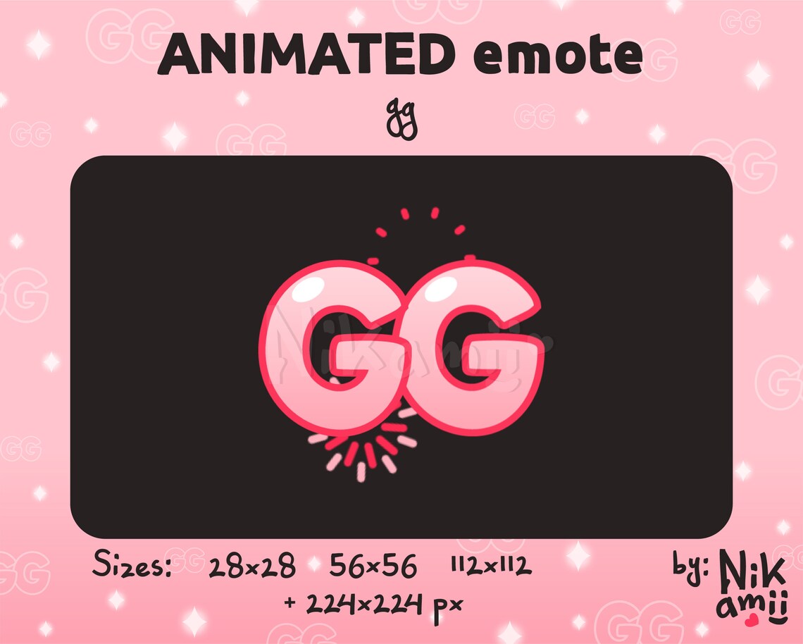 GG ANIMATED Emote / for Twitch, Discord / Stream / Streamer / Pink ...