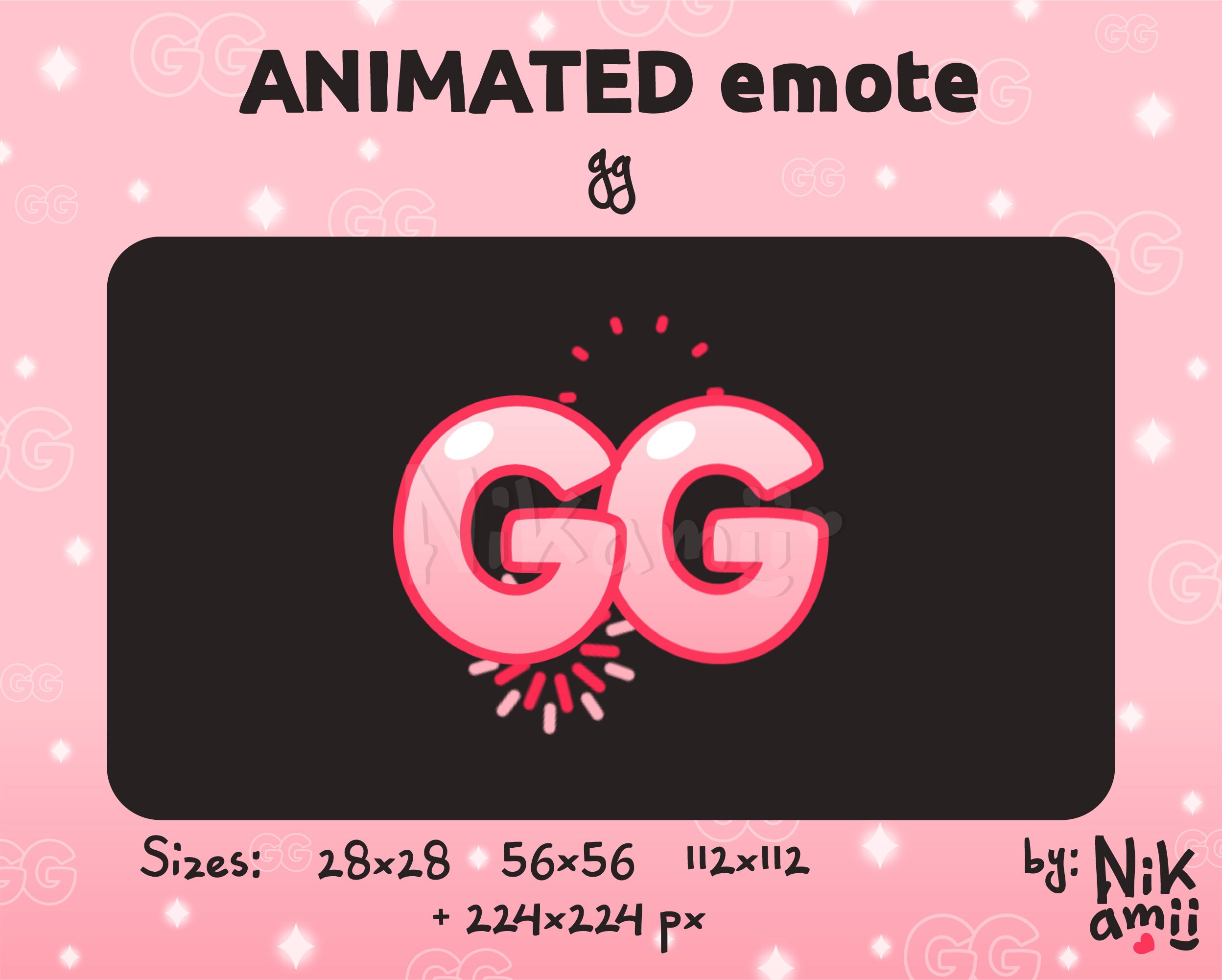 GG ANIMATED Emote / for Twitch, Discord / Stream / Streamer / Pink ...