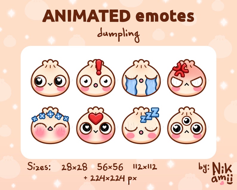 Dumpling ANIMATED Emotes / Gif / Set / Kawaii / Streamer / for Twitch ...