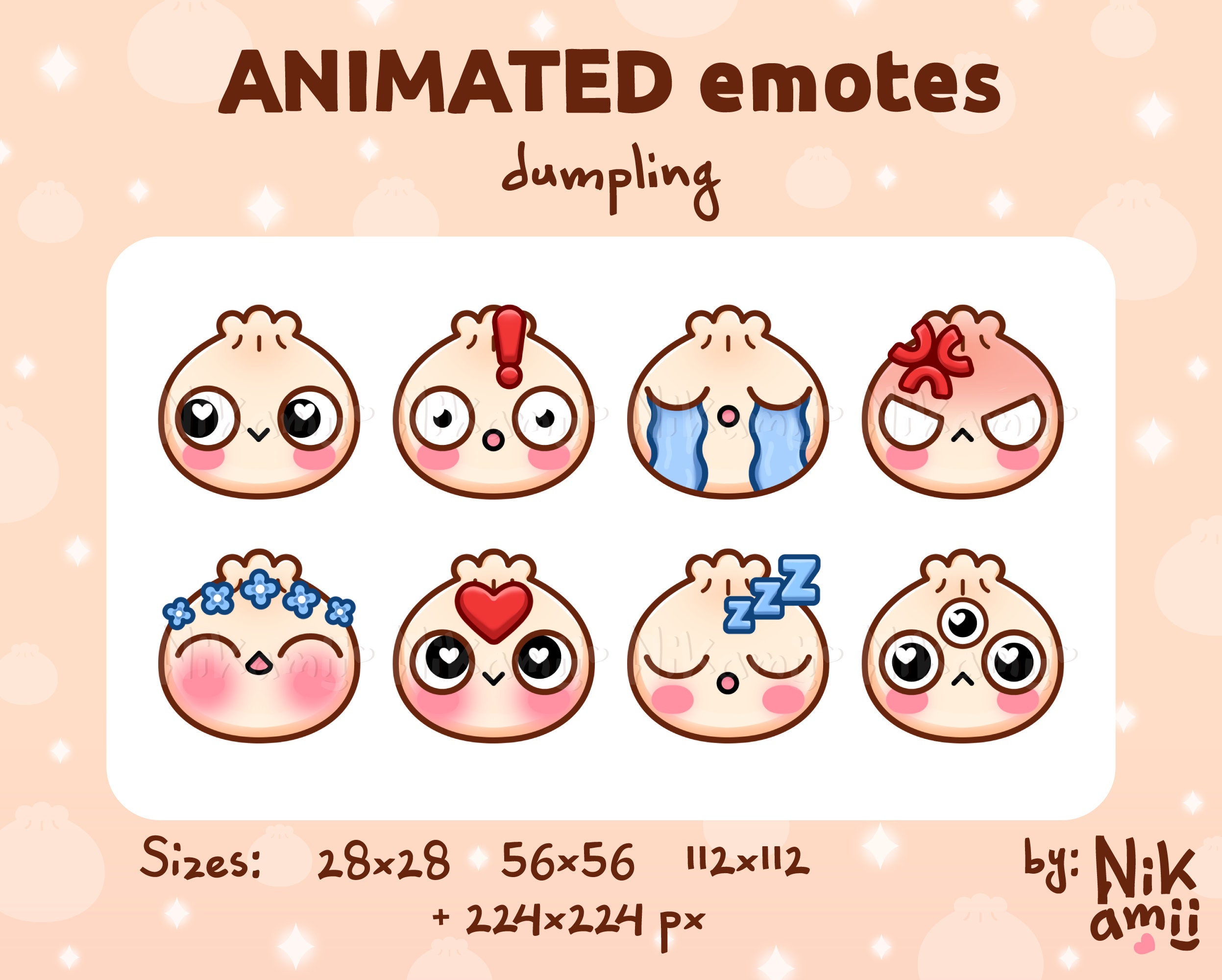 Dumpling ANIMATED Emotes / Gif / Set / Kawaii / Streamer / for Twitch ...
