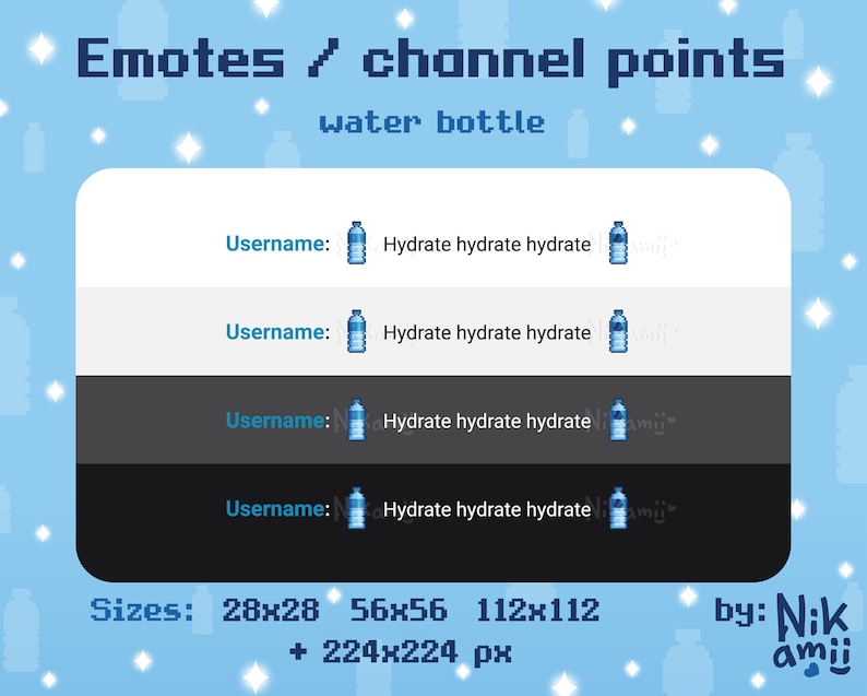 Hydrate / Water Bottle - Emote / Channel Point / for Twitch, Discord ...