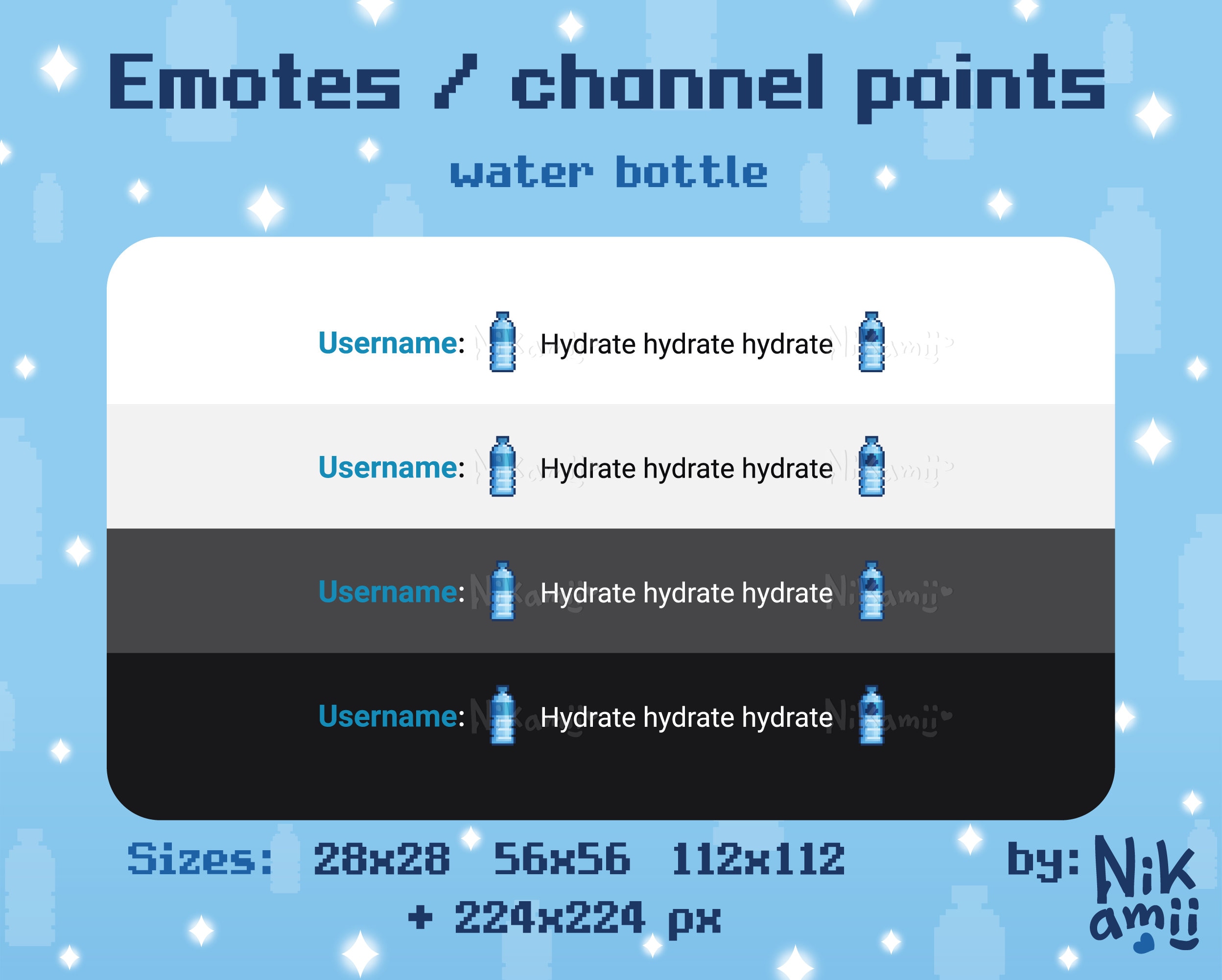 Hydrate / Water Bottle - Emote / Channel Point / for Twitch, Discord ...