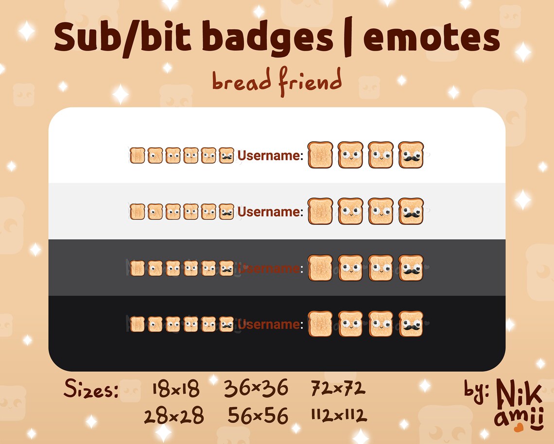 Bread Friend Sub Badges / Cheer Bit Badges / Emotes / for - Etsy