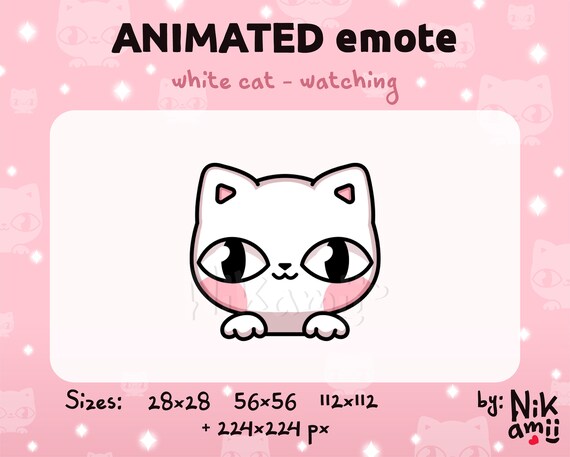 Watching White Cat ANIMATED Emote / Streamer / Twitch / - Etsy