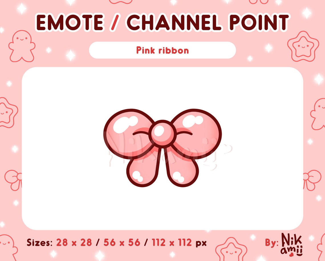Pink Ribbon Bow - Channel Point / Emote / Pastel Pink / Stream ...