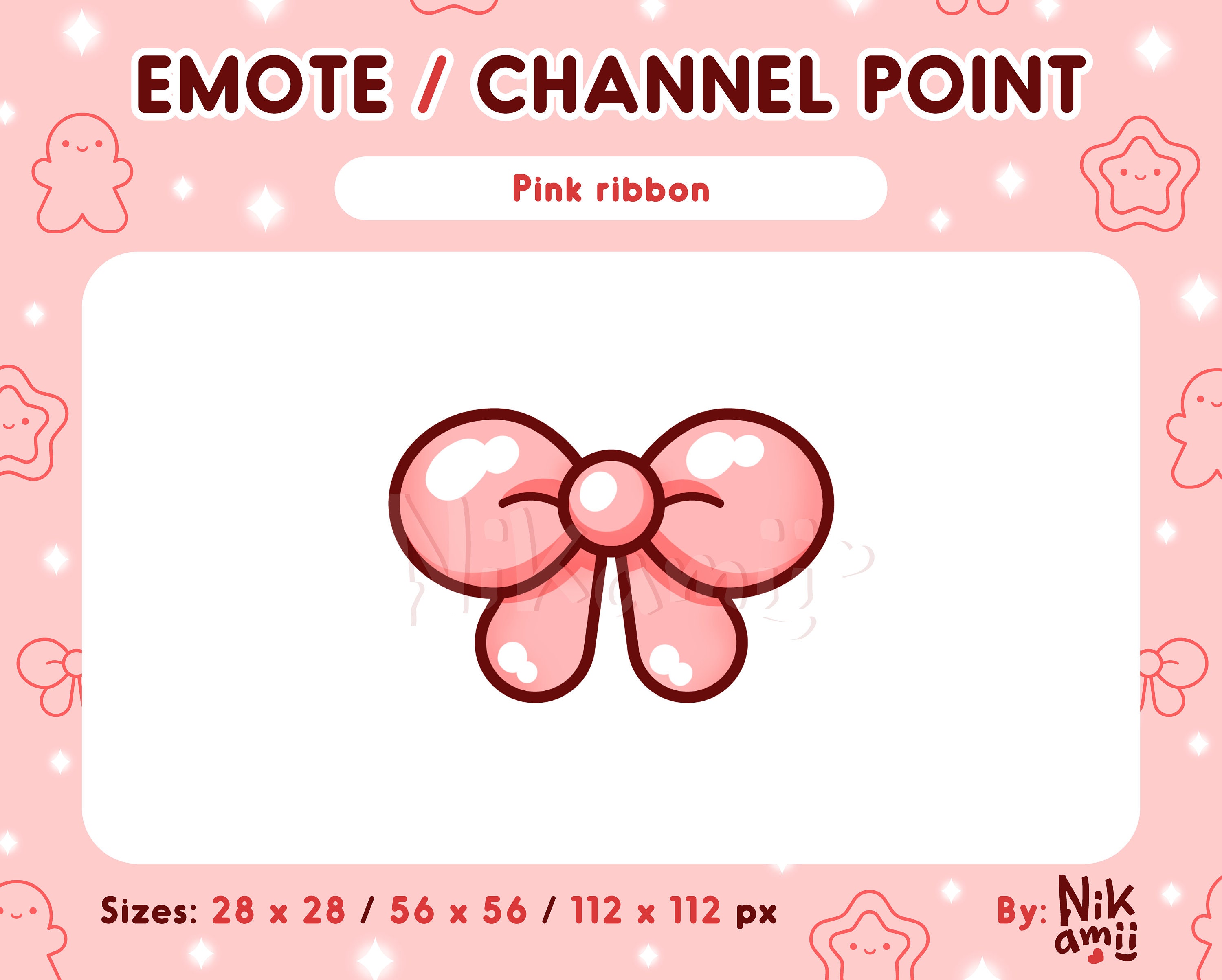 Pink Ribbon Bow - Channel Point / Emote / Pastel Pink / Stream ...