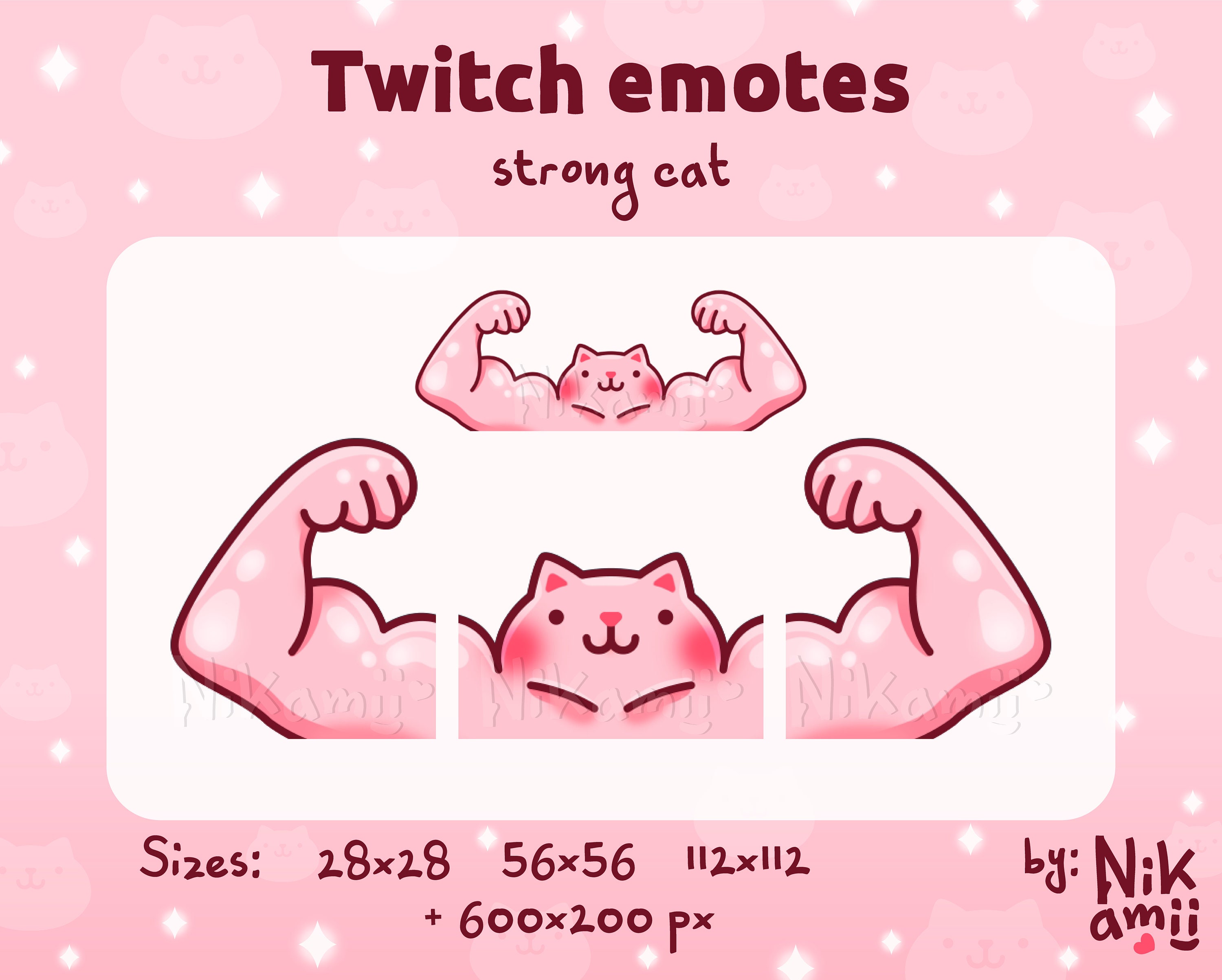 Strong Pink Cat - Emotes / Funny / Streamer / Stream / for Twitch ...