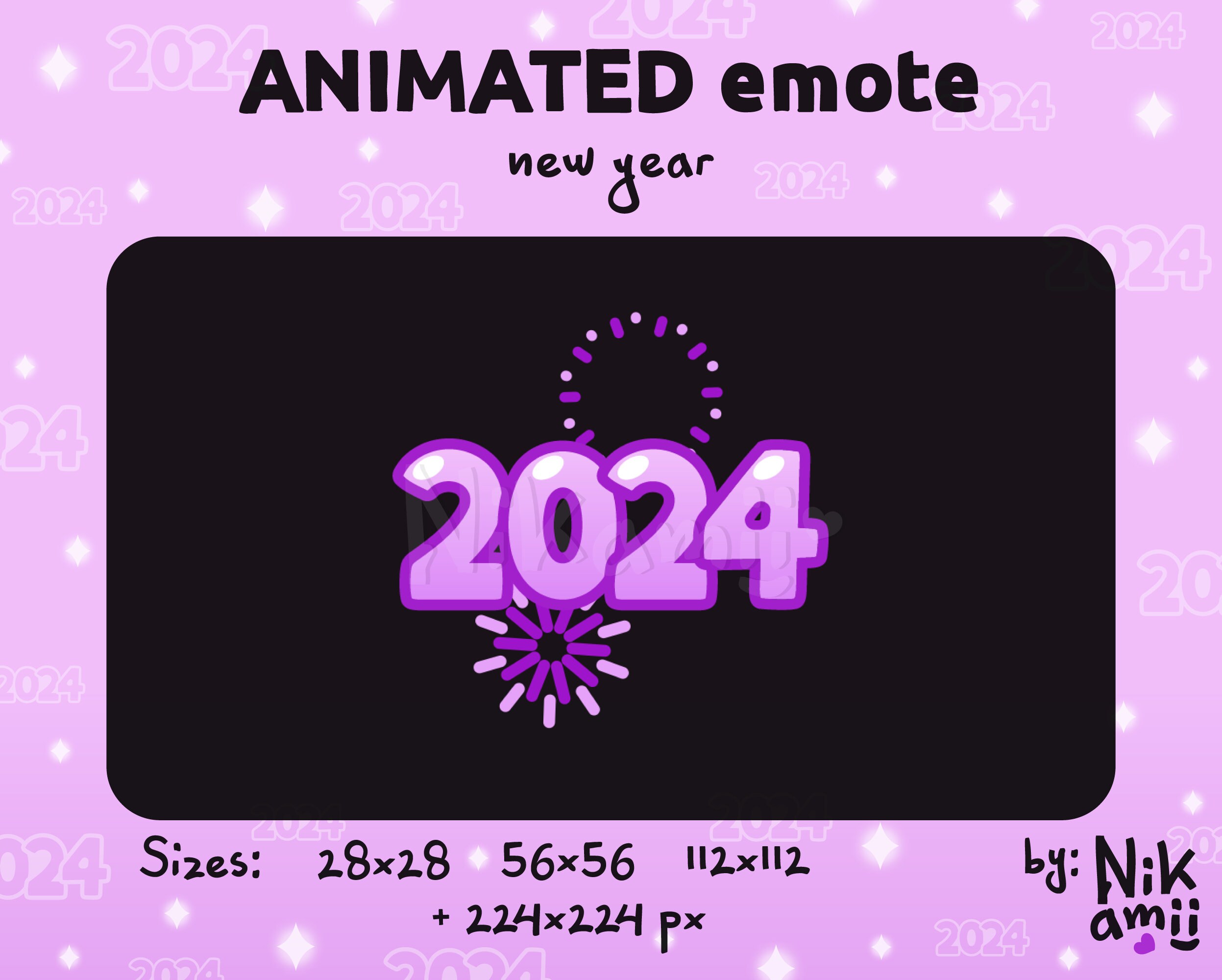 2024 - ANIMATED Emote / Purple New Year Celebration Emote for Twitch ...
