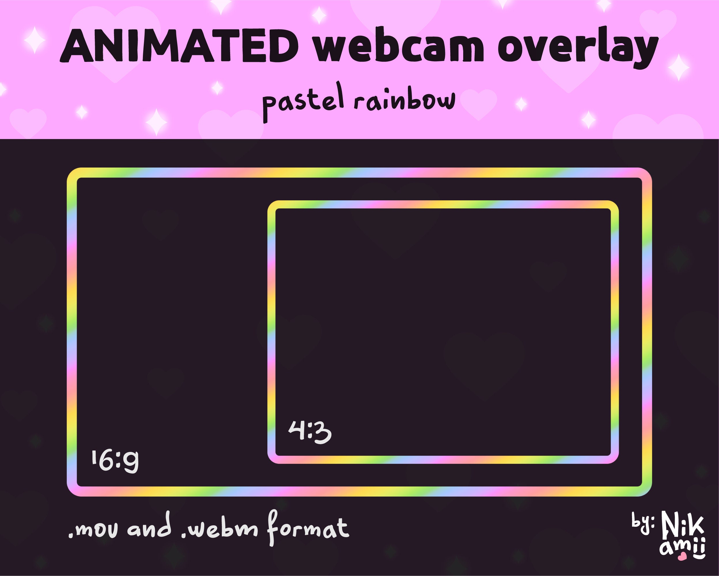 ANIMATED Webcam Overlay/border - Pastel Rainbow / Colorful Camera Frame ...