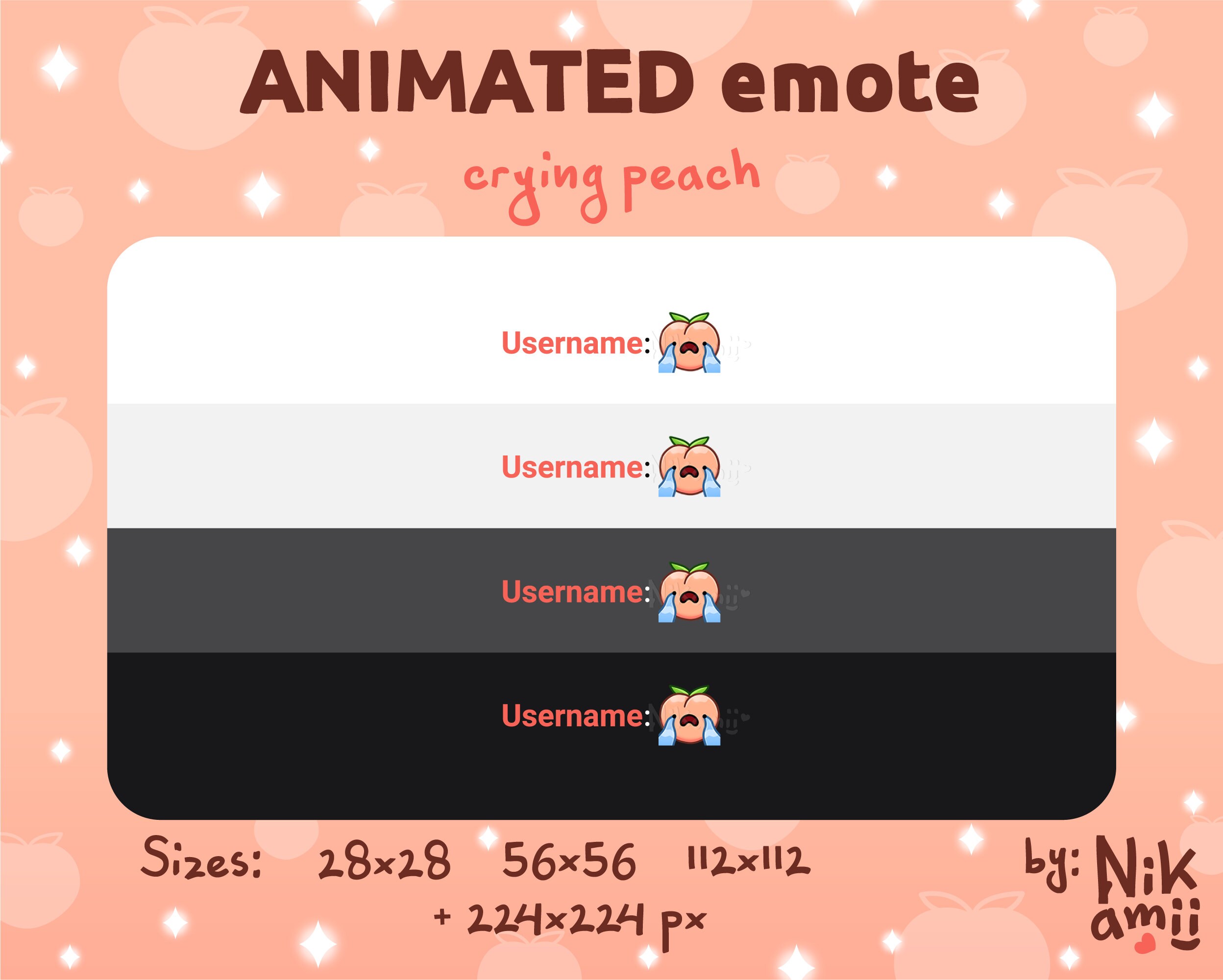 Crying Peach - ANIMATED Emote for Twitch, Discord, Kick / Cute Sad ...